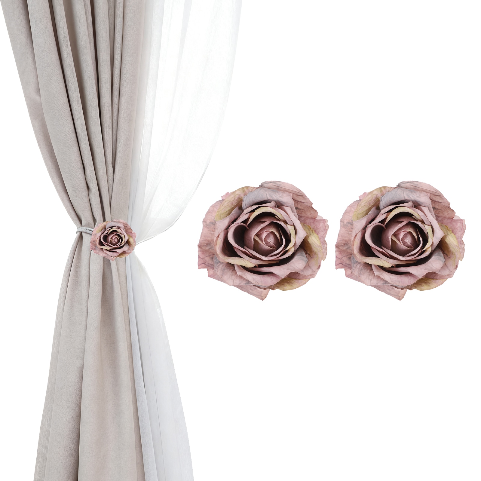PATIKIL Rose Flower Curtain Tiebacks 2 Pcs Artificial Floral Curtain ...