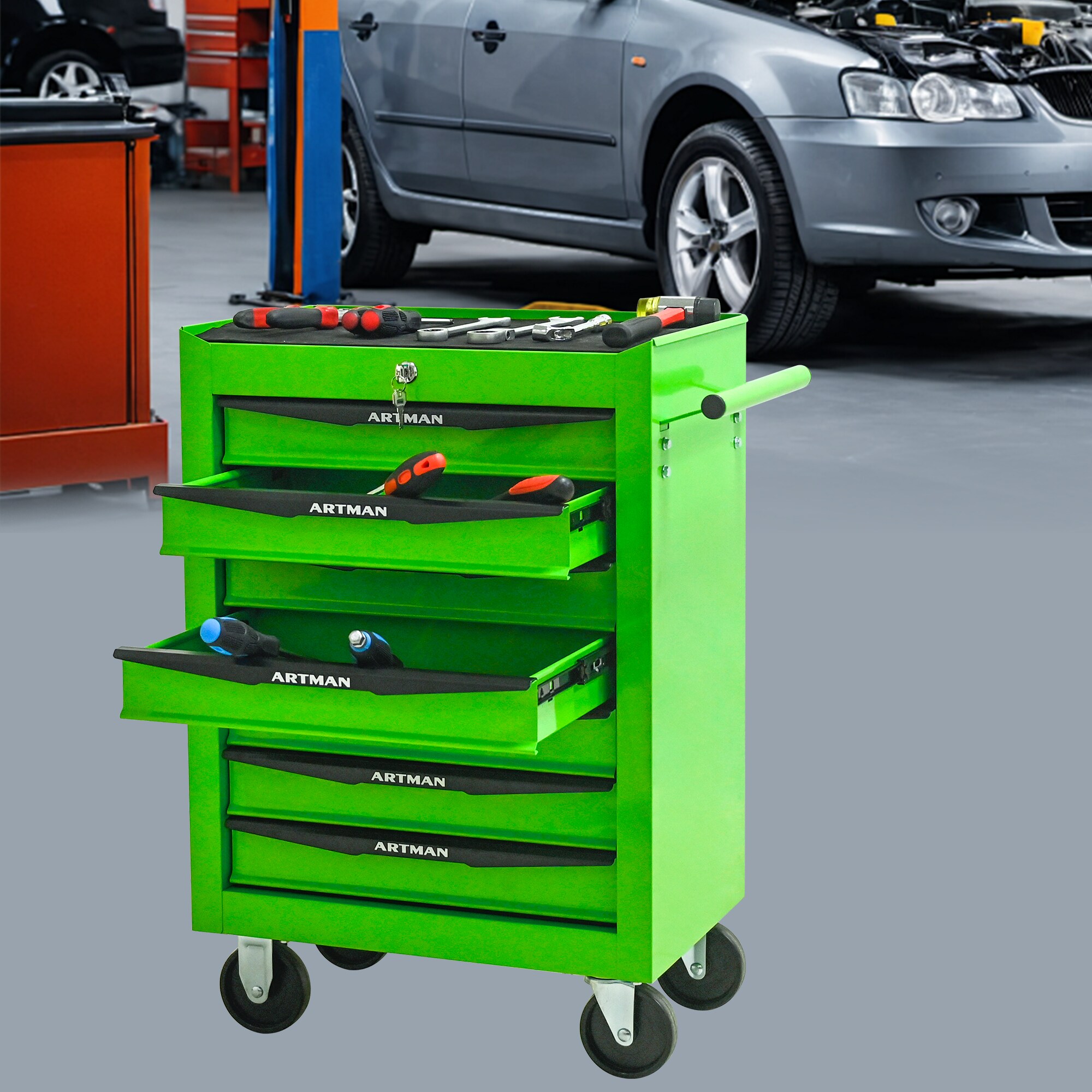 Wooakway Multifunctional Bottom Tool Cabinet with Lockable Wheels ...