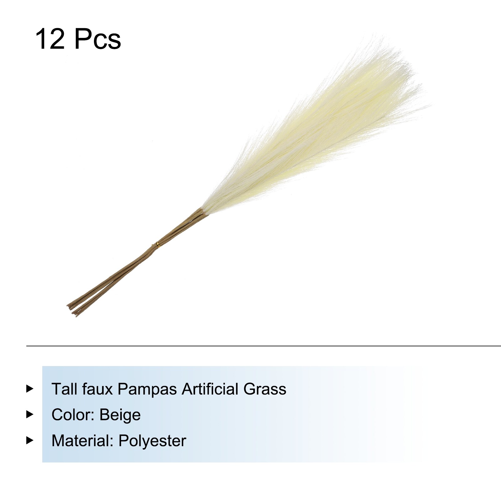 Unique Bargains 12pcs Faux Pampas Grass 21inch/55cm Fluffy Fake Pampas ...