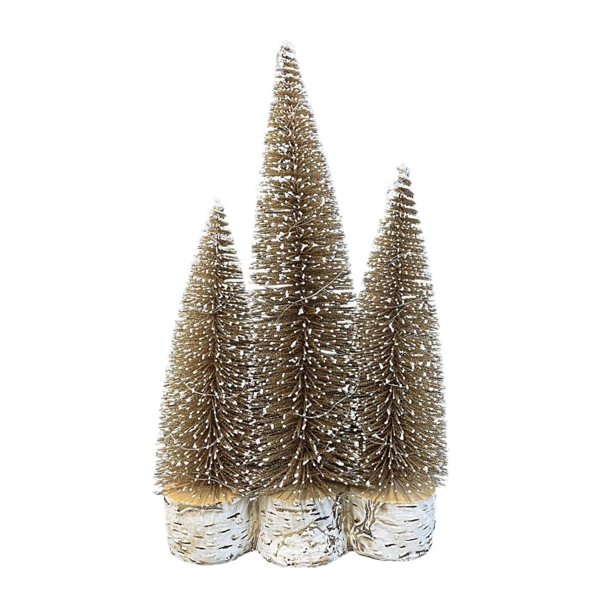 Old World Christmas Plastic Lit Decorative Gold Trees Trio 14in in the ...