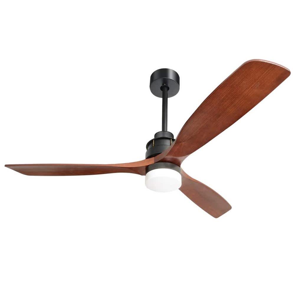 JUJABU Black 60 inch 3 Solid Wood Blade DC Motor Ceiling Fan Decorate ...