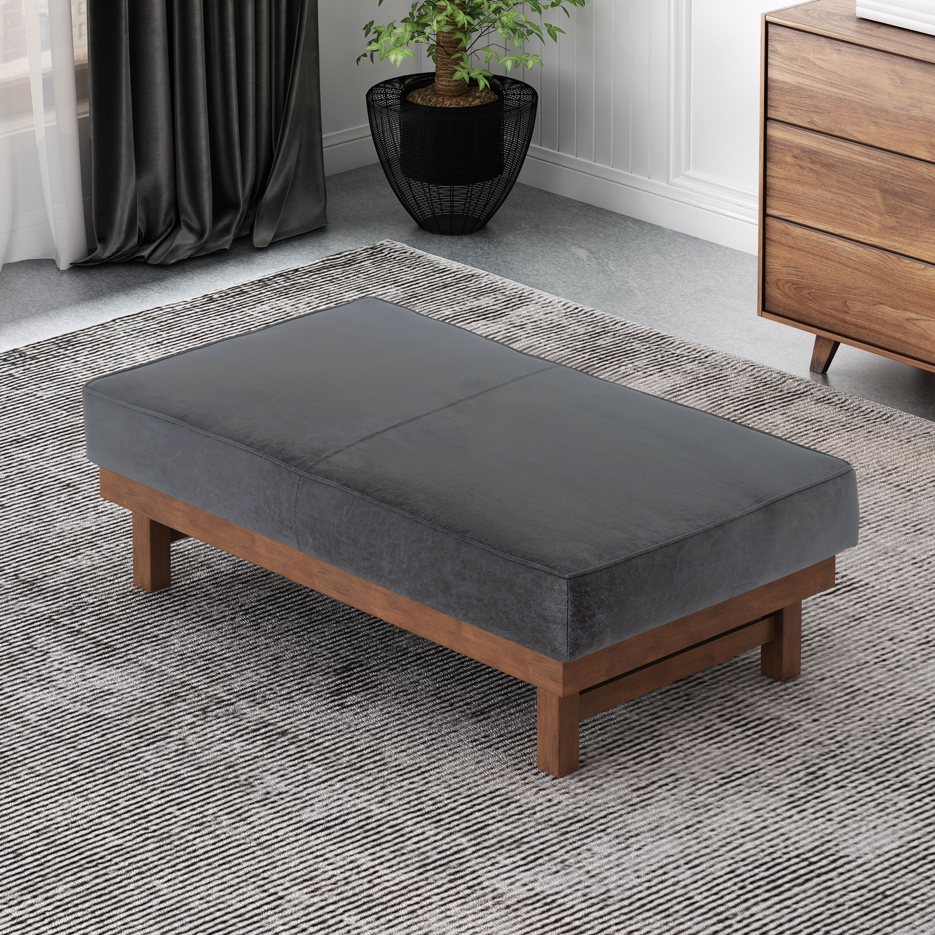 Christopher Knight Home Hillman Microfiber Cocktail Ottoman Bench-Dark ...