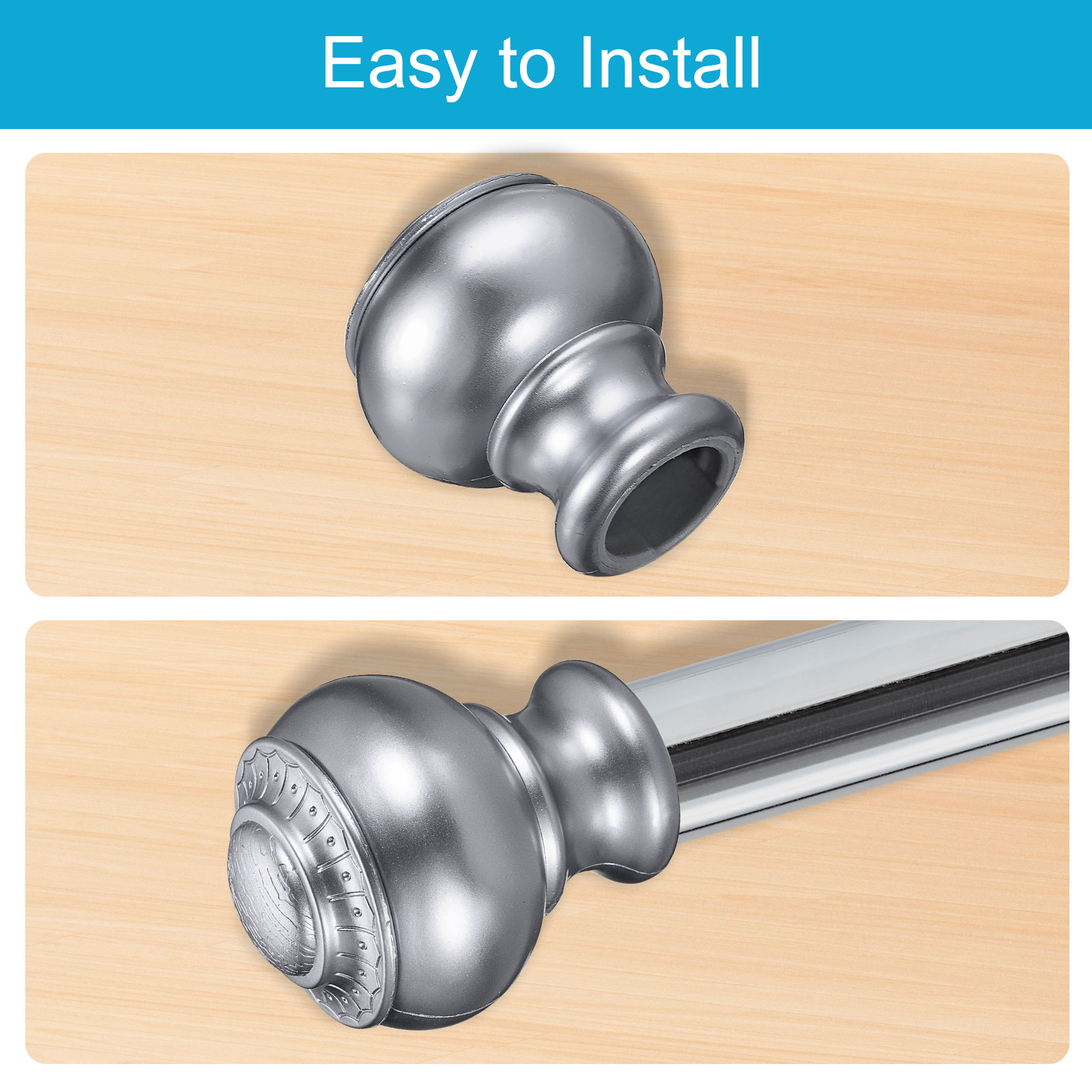 Unique Bargains Curtain Rod Finial Plastic Drapery Rail Pole Head Cap ...