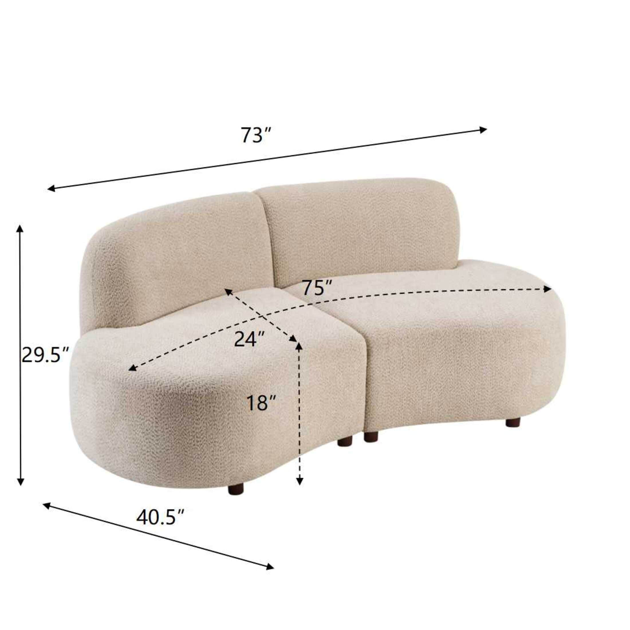 Christopher Knight Home Toland Beige Walnut 74 in Boucle Armless Curved ...
