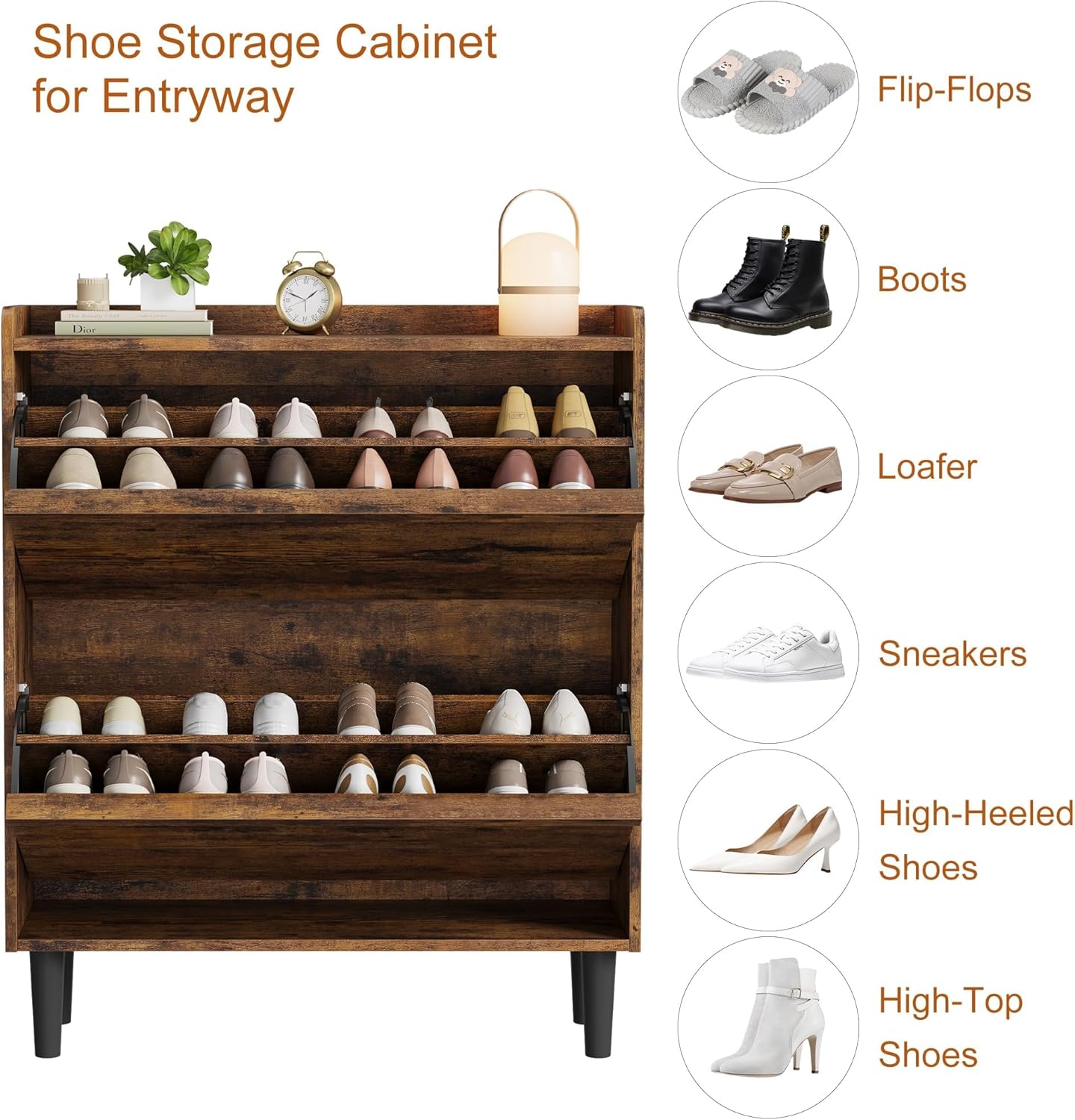 Garvee Shoe Cabinet with 2 Flip Drawers Hidden Shoe Storage Organizer ...