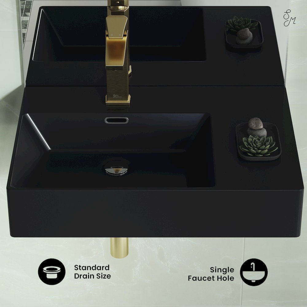 Swiss Madison 24 x 18 Ceramic Wall Hung Sink with Left Side Faucet ...