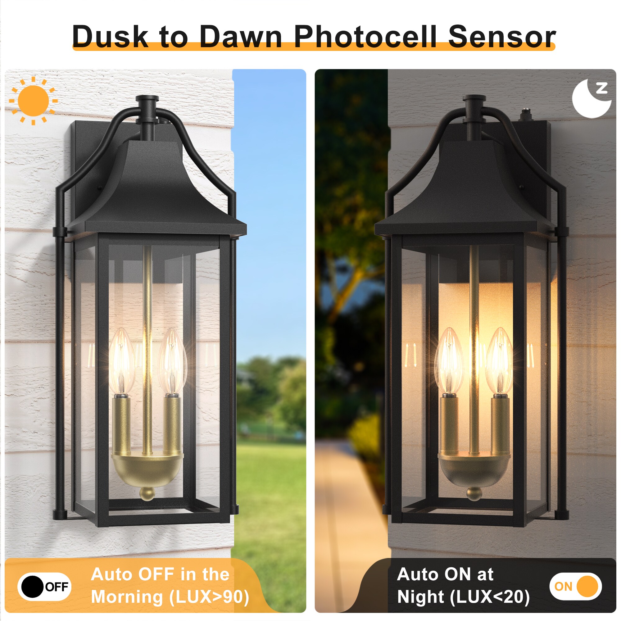 Maxax Montpelier 2 -Light 18-in H Matte Black Hardwired Dusk to Dawn ...