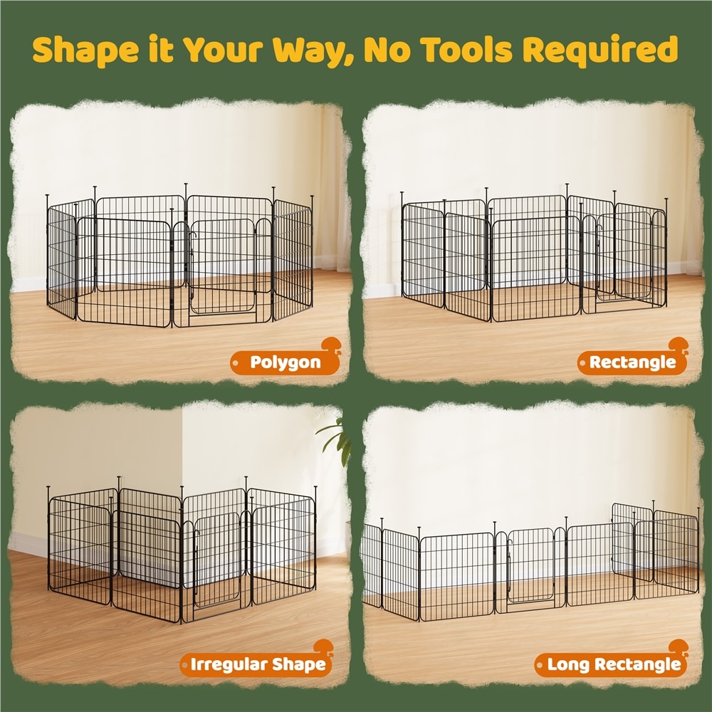 Yaheetech Black 8Panels 24inch Dog Playpen Panels Puppy Fence for ...
