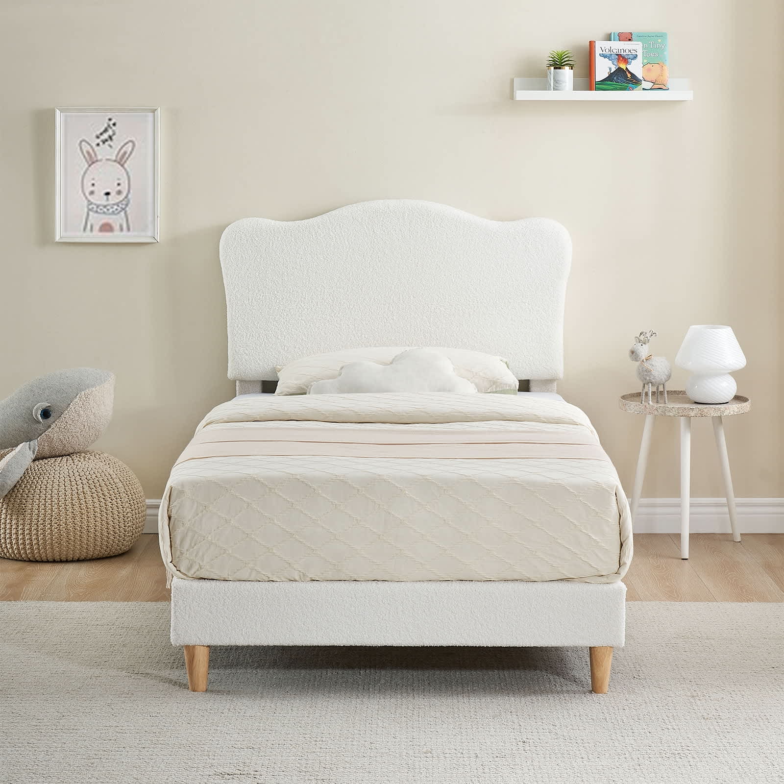 Qeetex Twin Bed Frames- Upholstered Twin Bed Platform with Adjustable ...