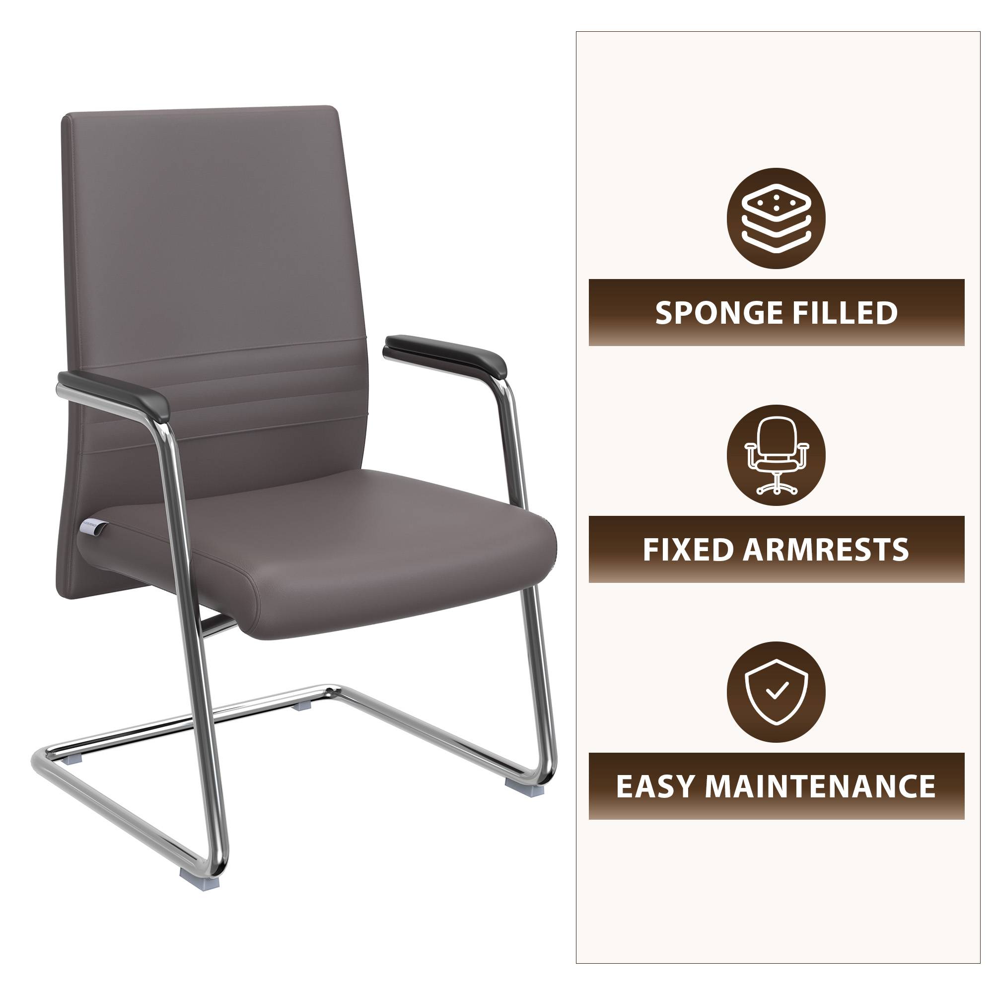 Leisuremod Aleen Gray Contemporary Ergonomic Swivel Faux leather Task ...