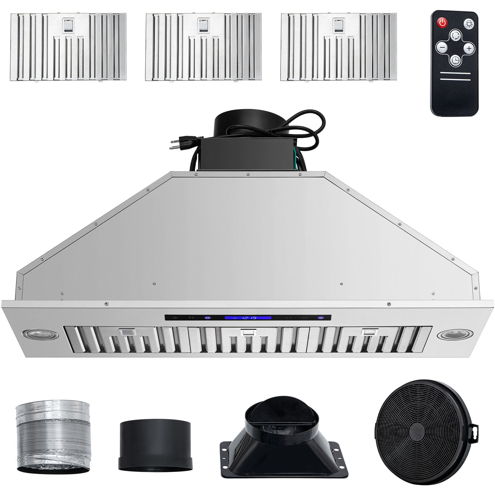 BEARSOLIM 900CFM 4-Speed Insert Range Hood 36 Inch Stainless Steel ...