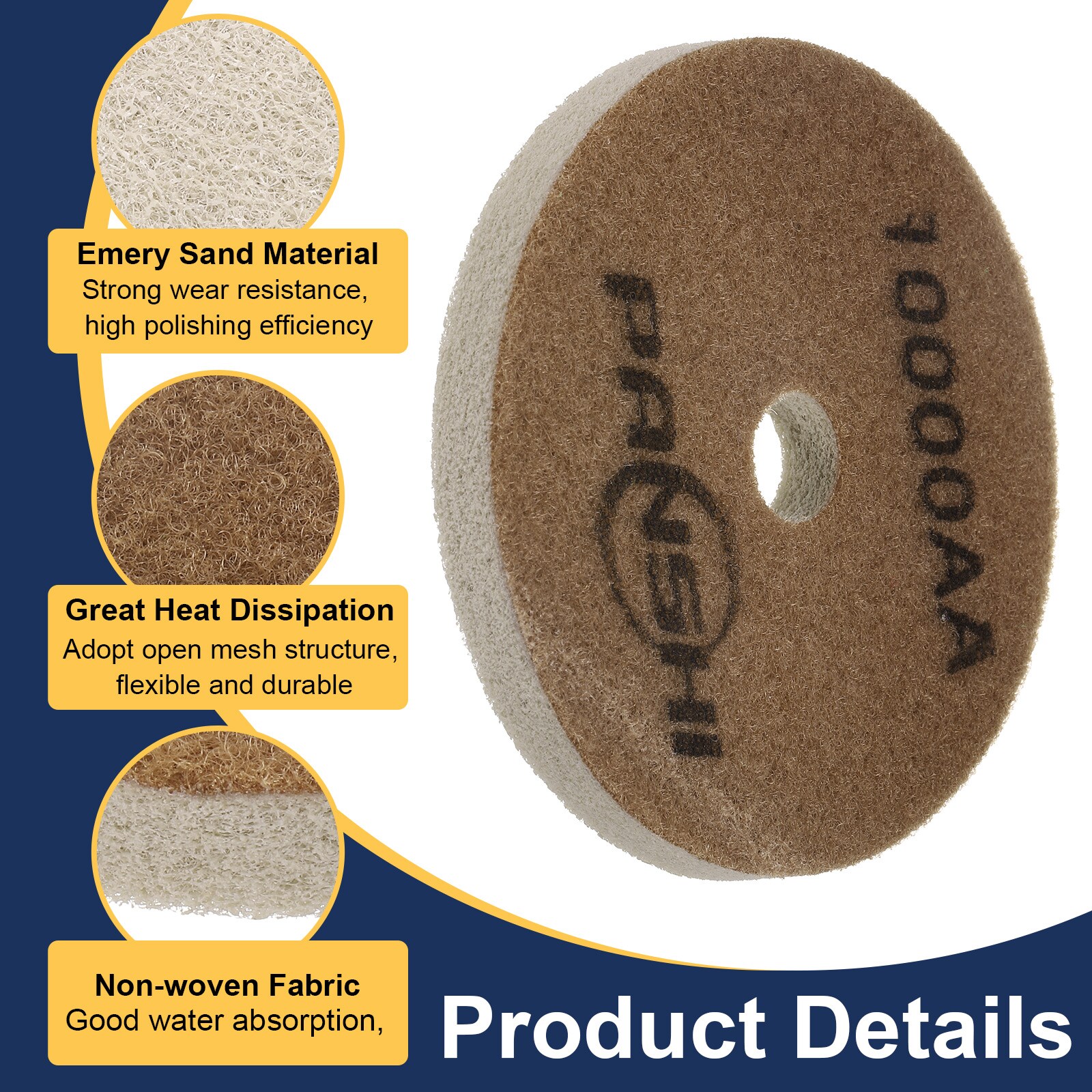 Harfington 2pcs Diamond Sponge Polishing Pads 5 Inch Dia 10000 Grit ...