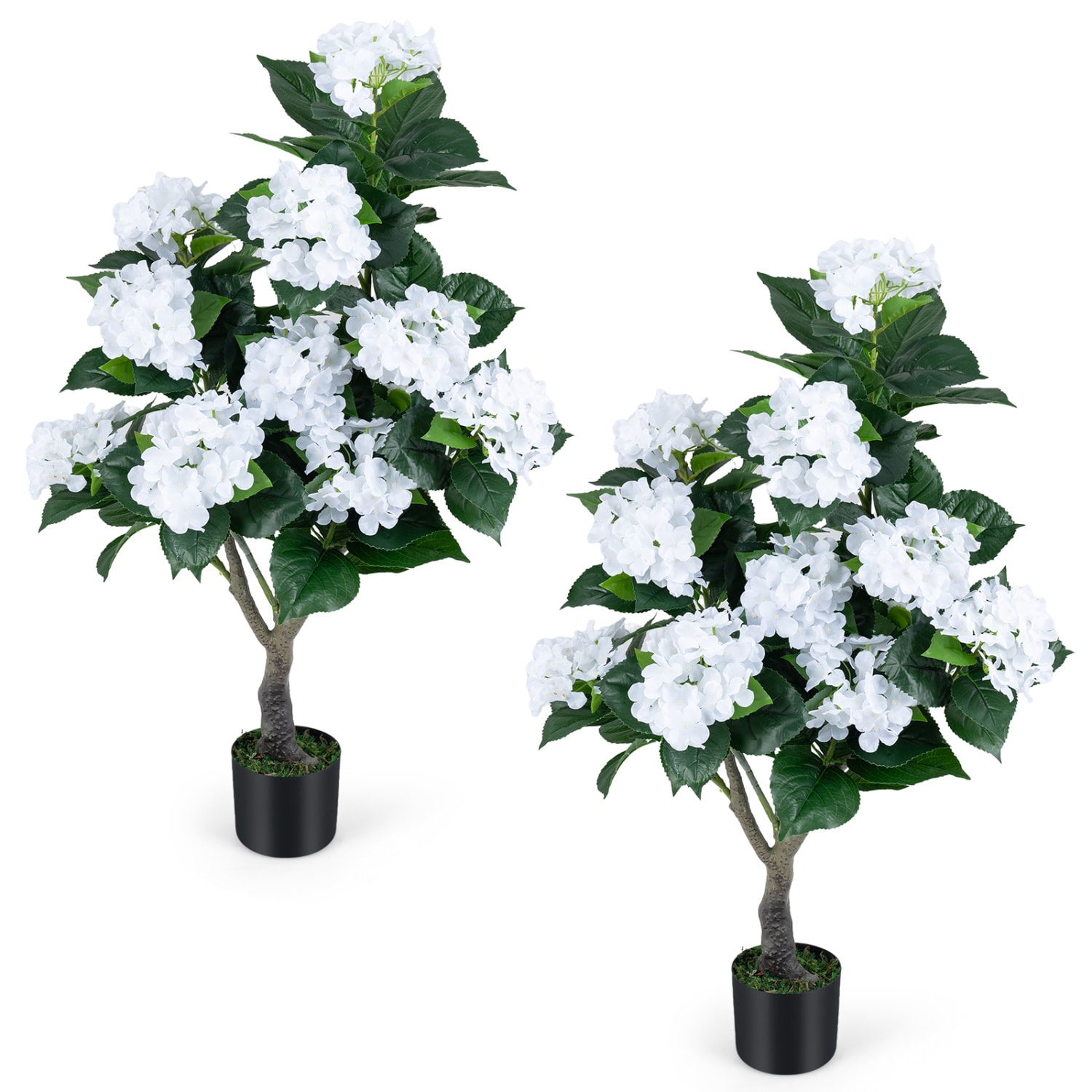 Volenca 2-Pack 43.5-in Artificial White Hydrangea Tree Faux Flower ...