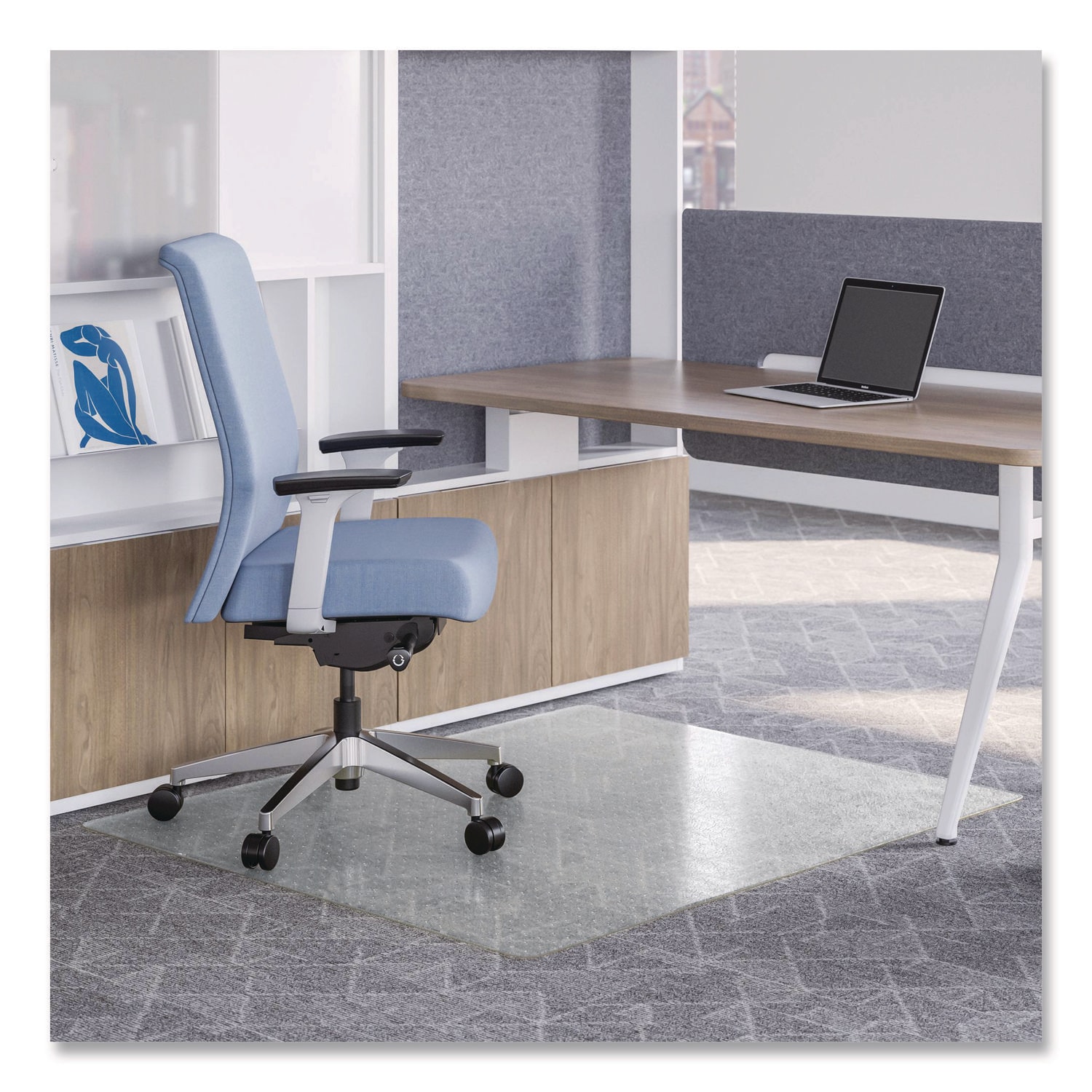 Deflecto OceanMat Carpet Chair Mat for Flat Pile Carpeted Floors ...