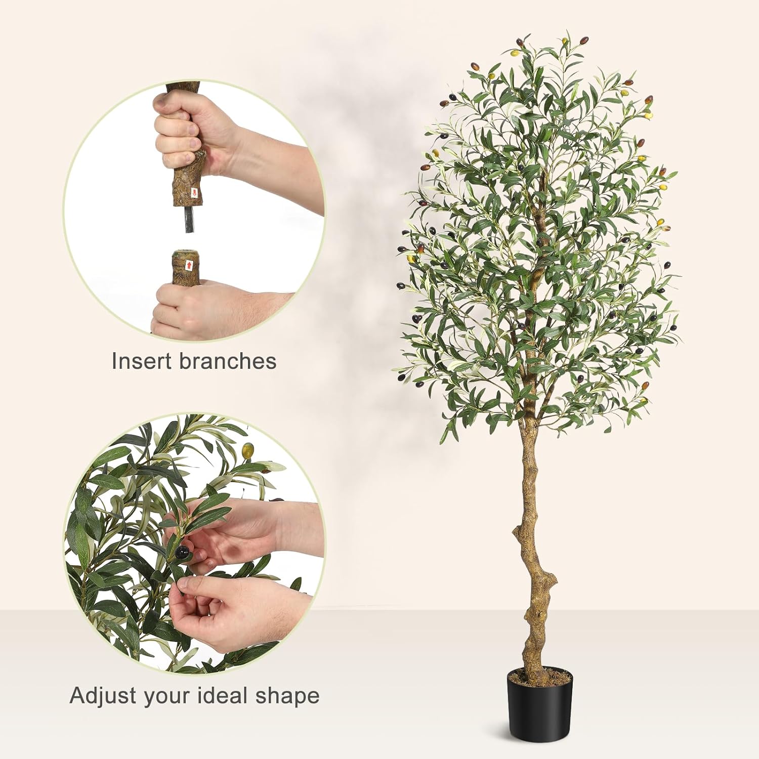 GAOMON 6FT Realistic Artificial Olive Tree with Moss Potted Faux Olive ...