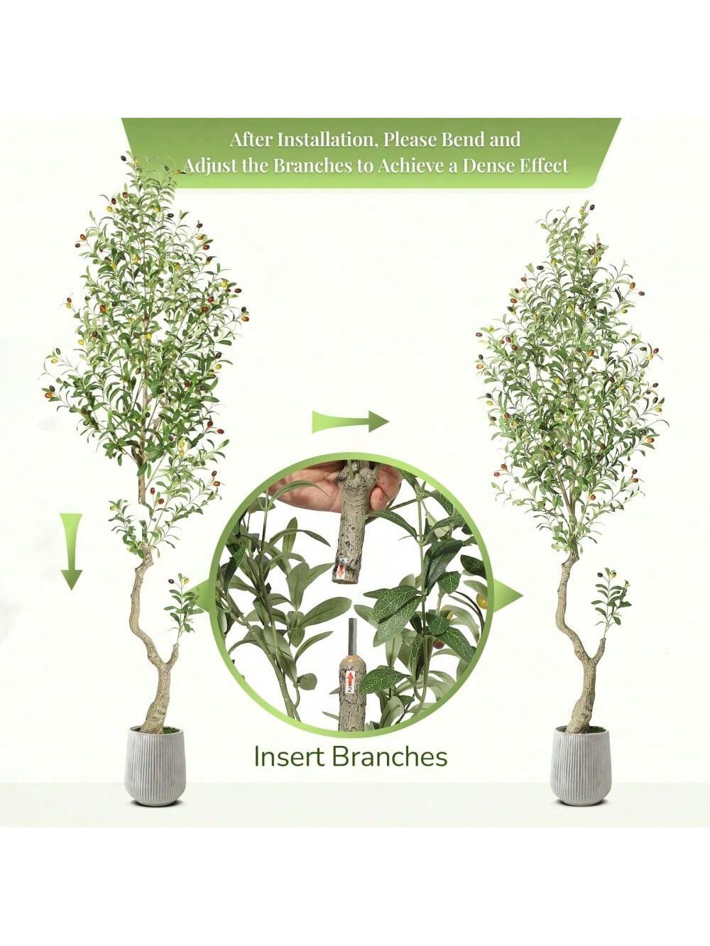 Der Rose 6FT 2PCS Tall Faux Olive Tree Olive Trees Artificial Indoor ...