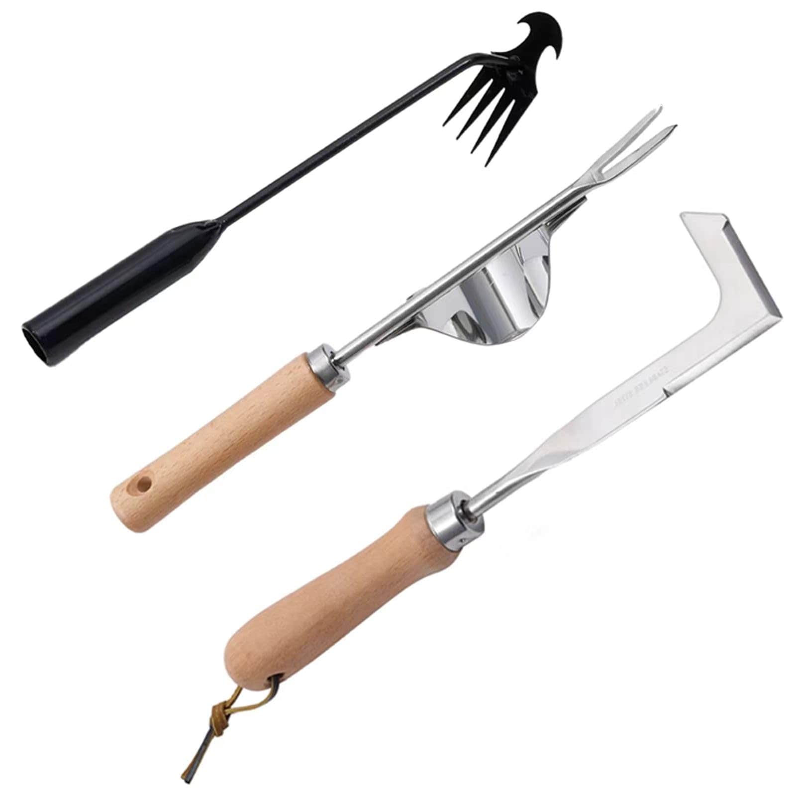 Etokfoks 3 Pack Garden Weeding Tool Set Stainless Steel L Shape Crack ...