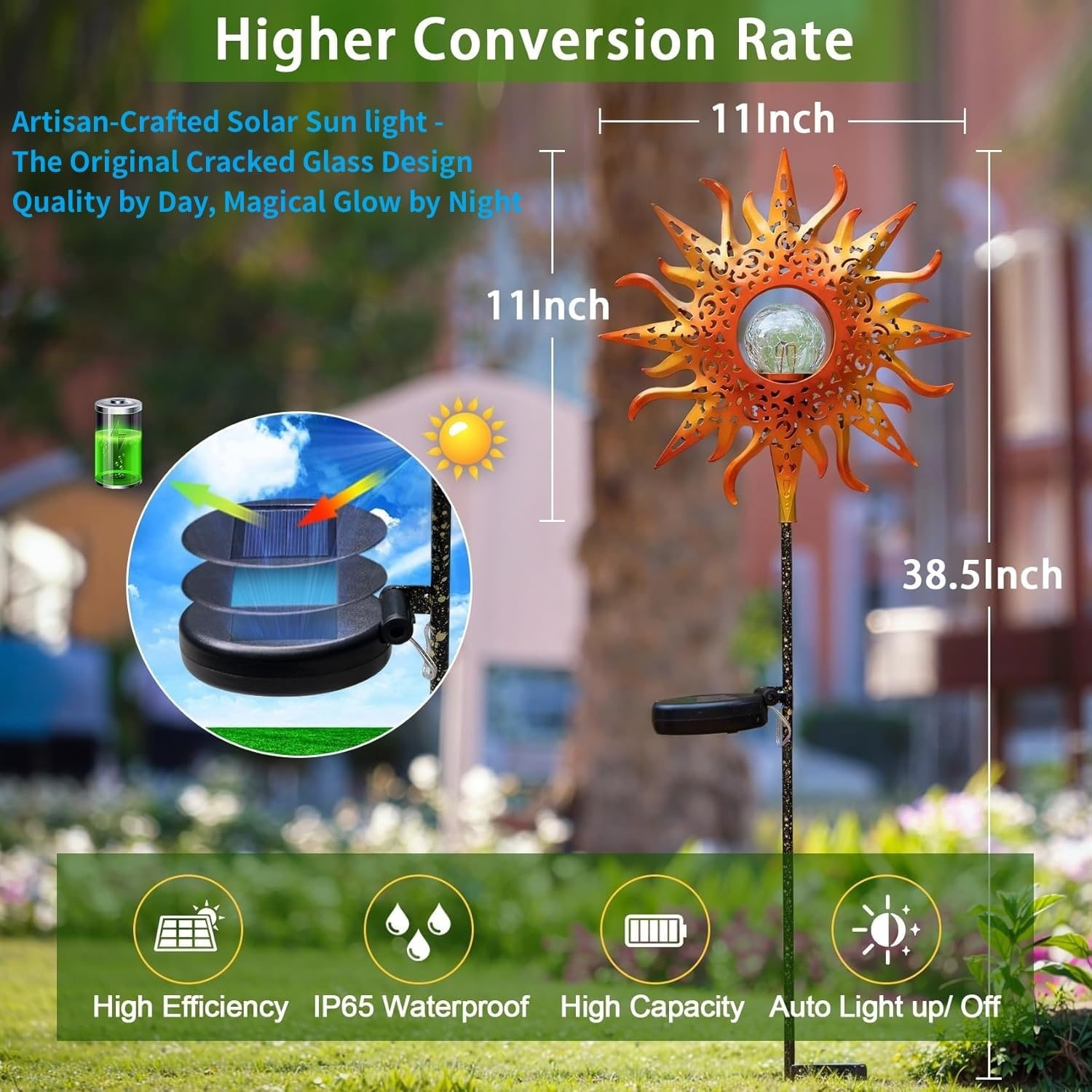 AOIZGMY Sun Solar Lights Outdoor Waterproof Metal Stakes for Garden ...