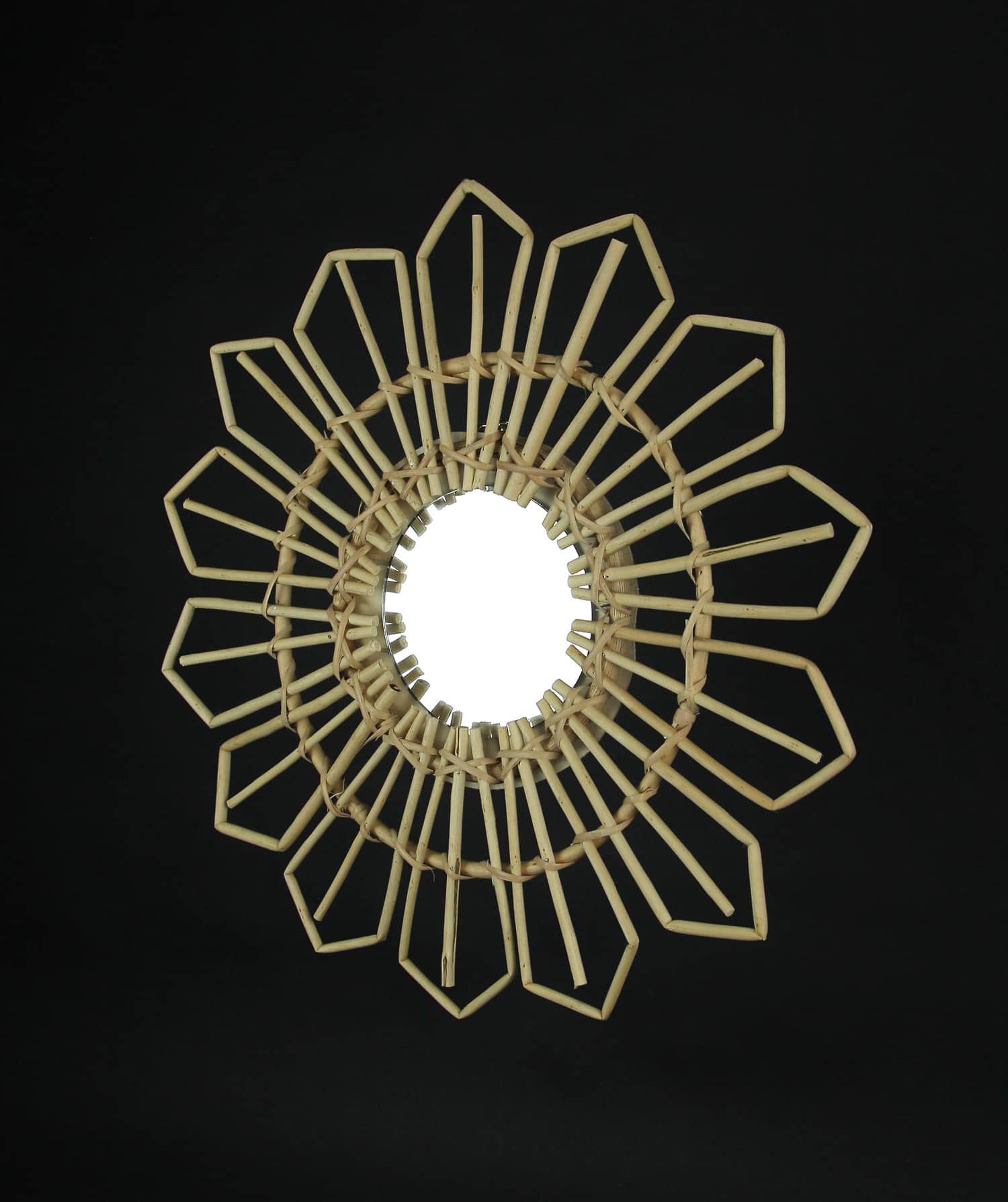 Transpac Natural Willow Wicker Framed Geometric Design Wall Mirror 17 ...