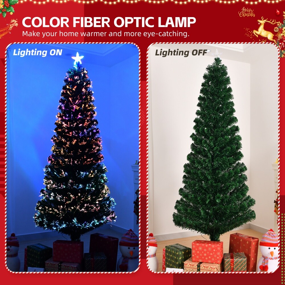 Kazeila 6FT Fiber Optic Christmas Tree 220 PVC Branch Tips Holiday ...