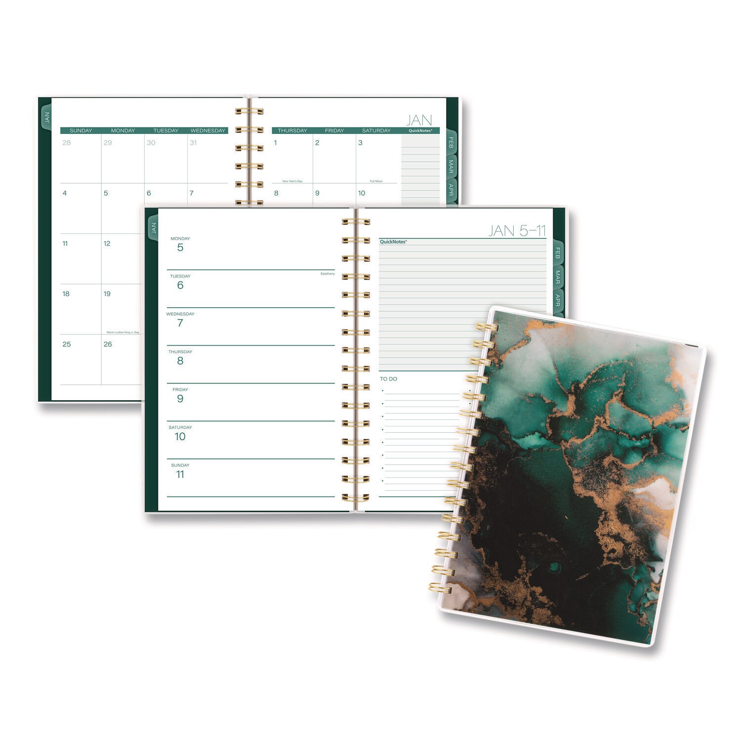Cambridge Emerald Isle Weekly Monthly Planner 8.5 x 5.5 Green Marbled ...