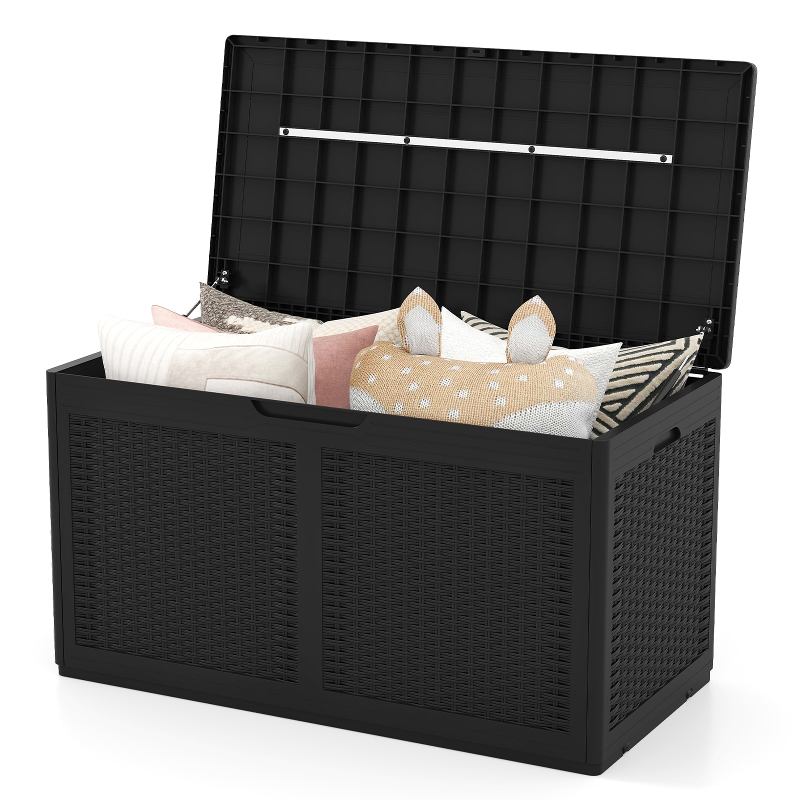 Slickblue Outdoor Storage Deck Box with Lockable Lid and Wheels for ...