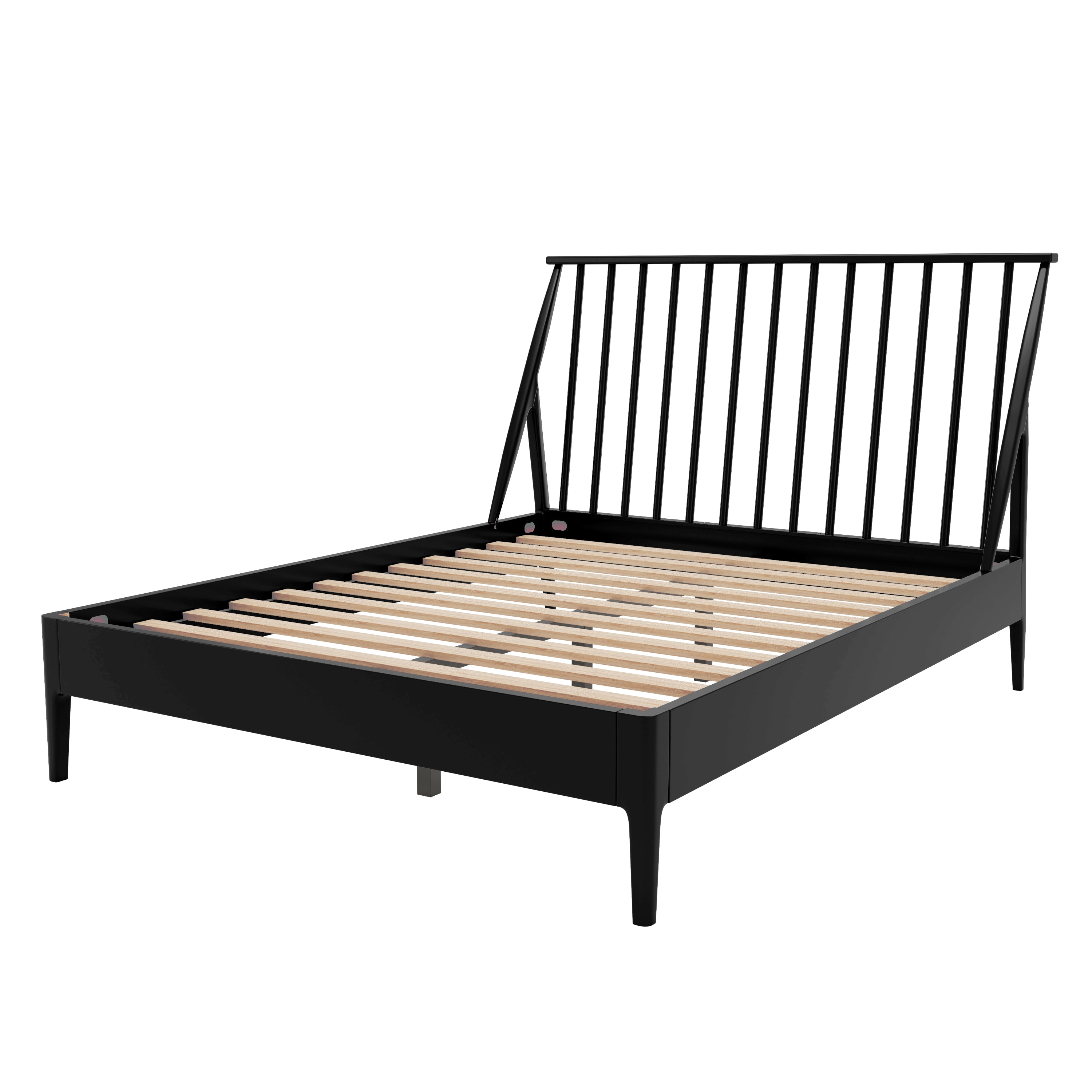 KTMBDW Queen Size Bamboo Platform Bed with Tall Headboard and Wood Slat ...