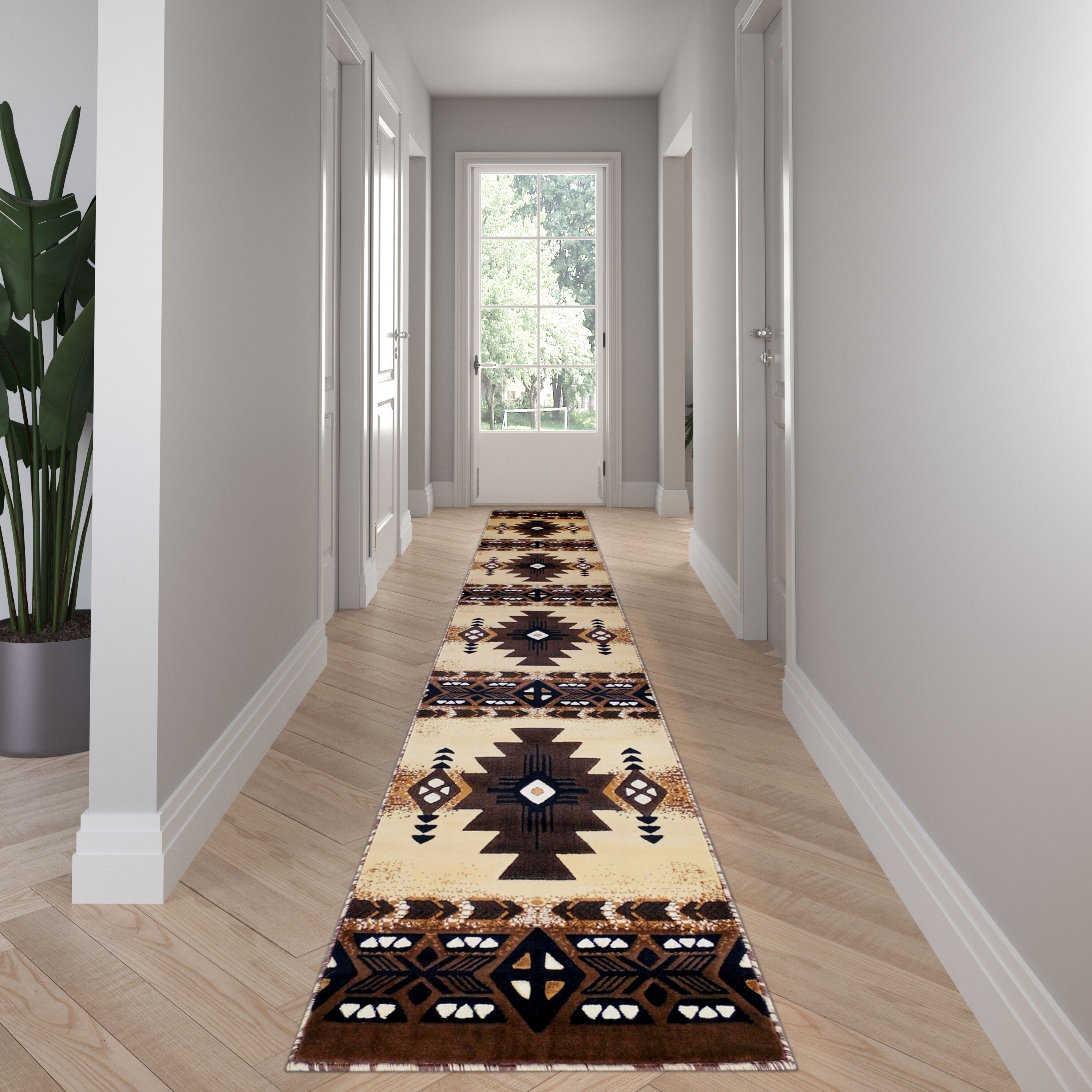 Emma + Oliver Santa Fe 3x16 Berber Olefin Accent Rug with Complementary ...