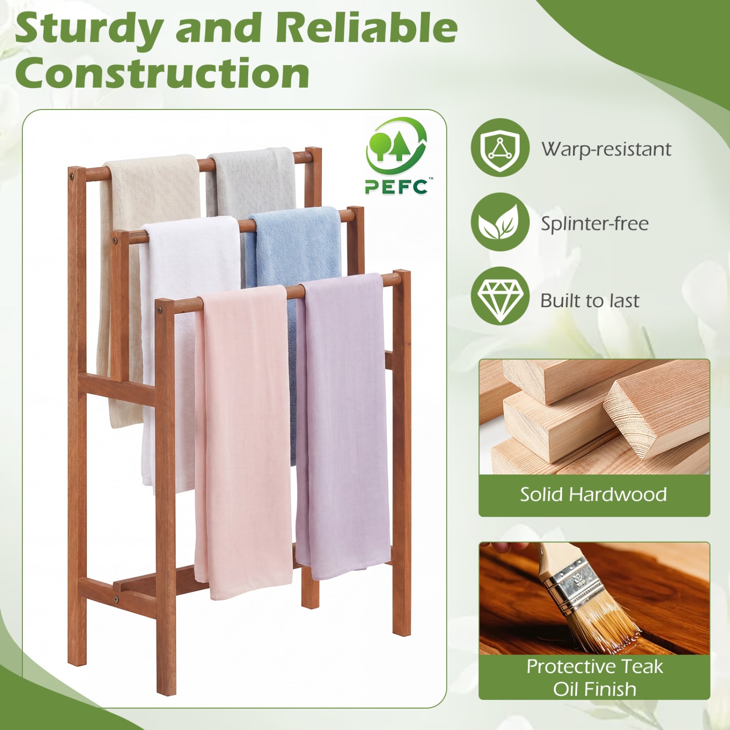 Slickblue 3 Tier Freestanding Towel Rack with Open Air Drying Design ...