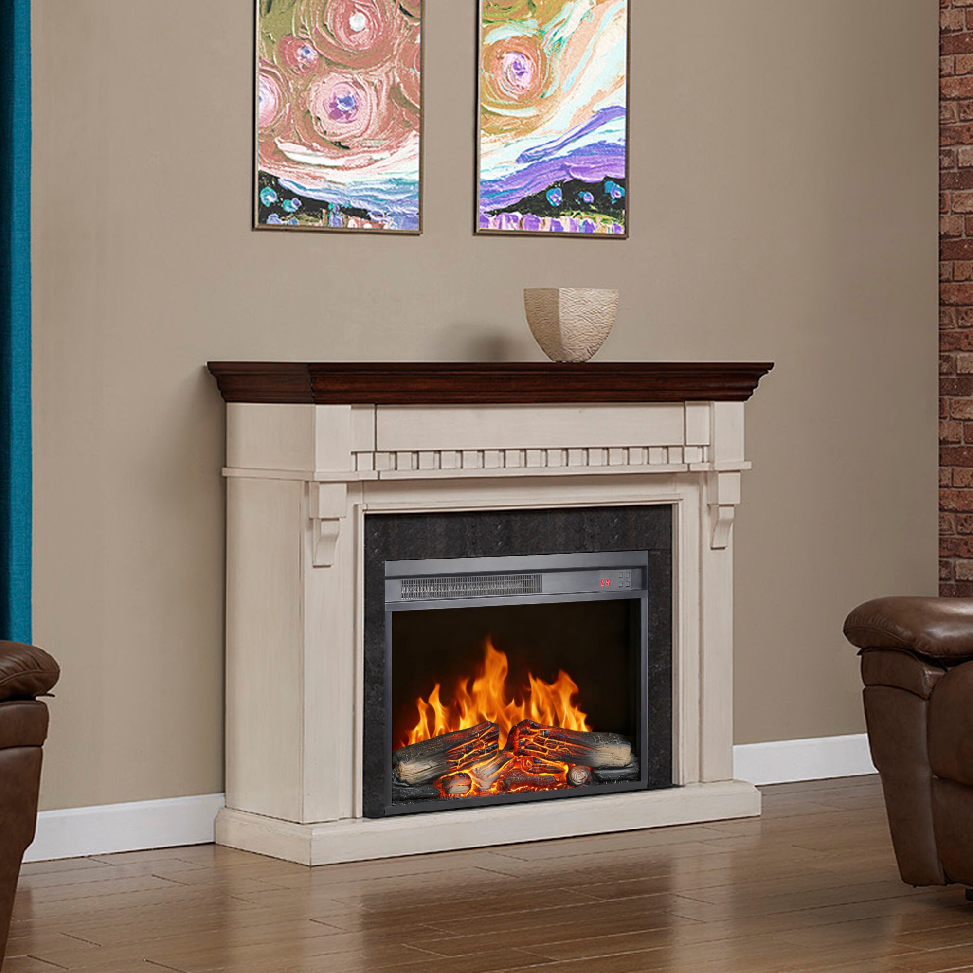Dimakai Black Electric Fireplace Insert 23 Inch Ultra Thin Heater with ...