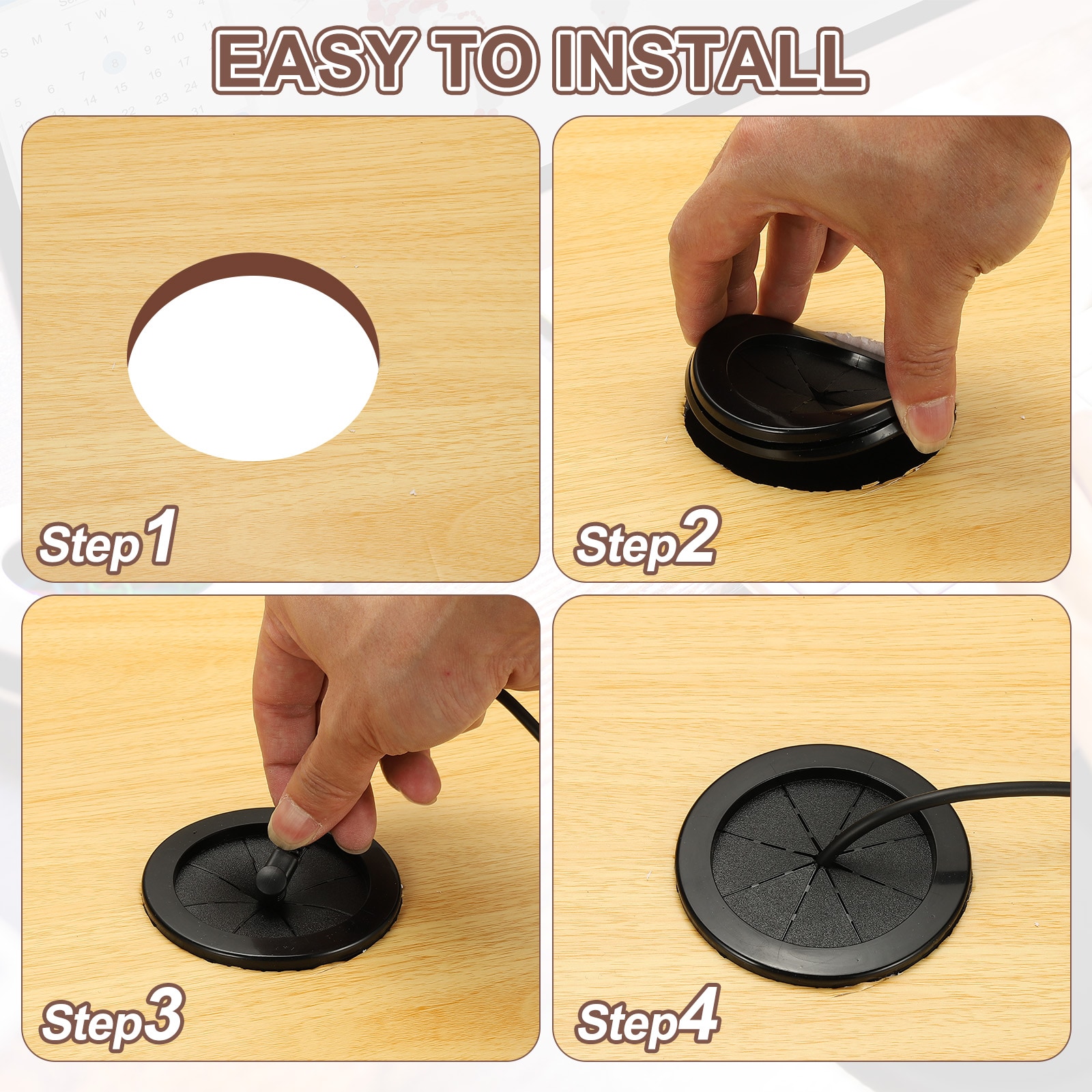 PATIKIL 3.5 Inch Drill Hole Rubber Grommets 8pcs Desk Grommet Cable ...