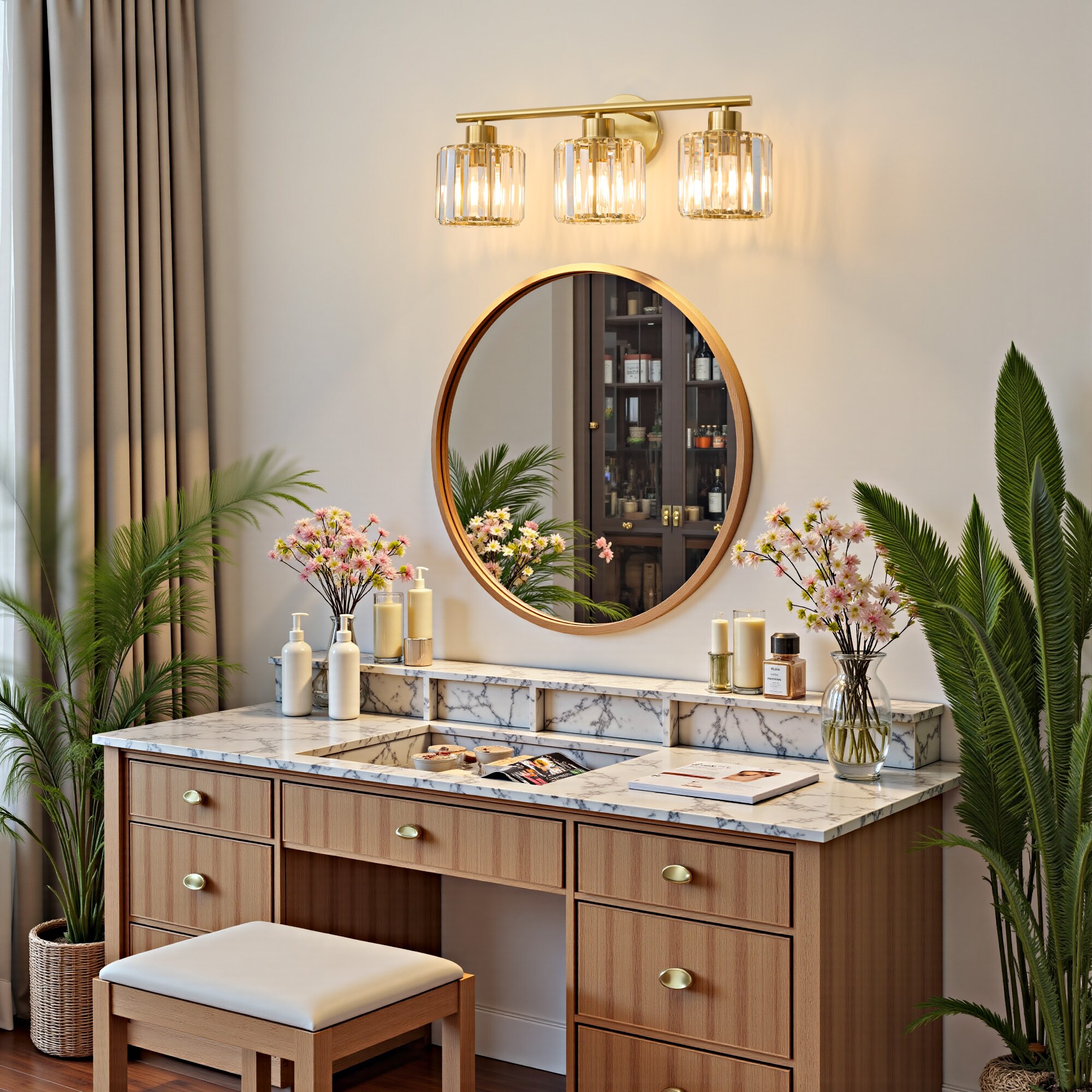 POWLIG Vanity light 22-in 3 Light Gloss Gold Modern/contemporary ...