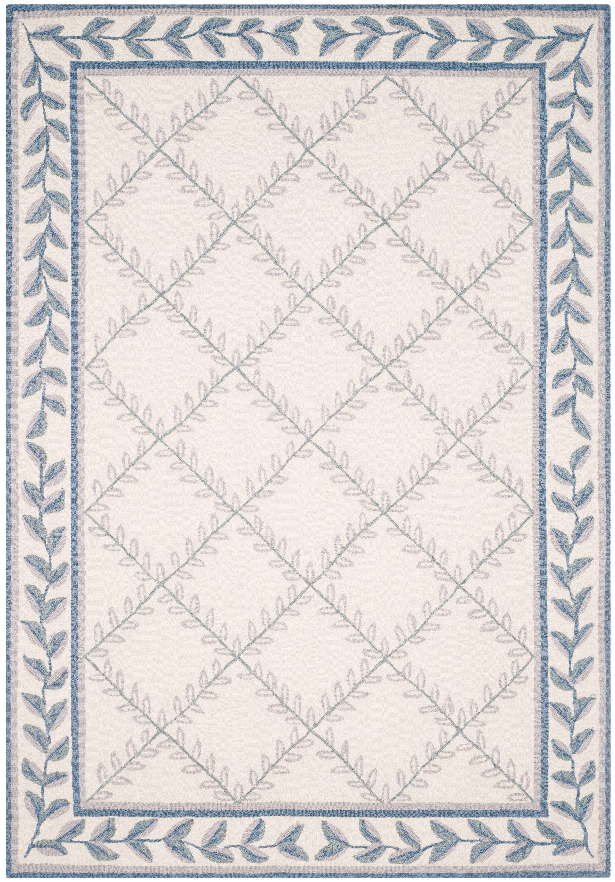 Safavieh Ezc 430A Lattice Vine Ivory L. Blue 6ft x 9ft Country Floral ...