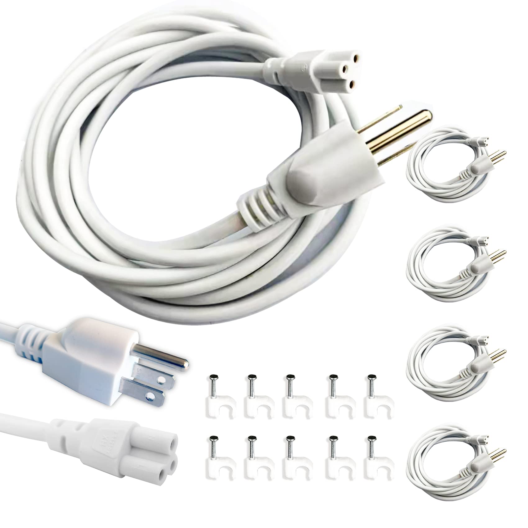 Oyezvary 4 Pack 8.2 Foot T5 T8 LED Tube Light Power Extension Cord 3 ...