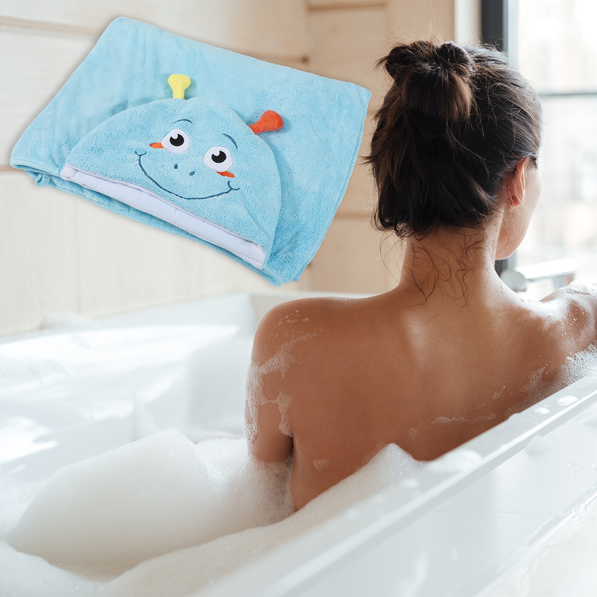 Unique Bargains 1pc Soft Absorbent Coral Fleece Hooded Towel Classic ...