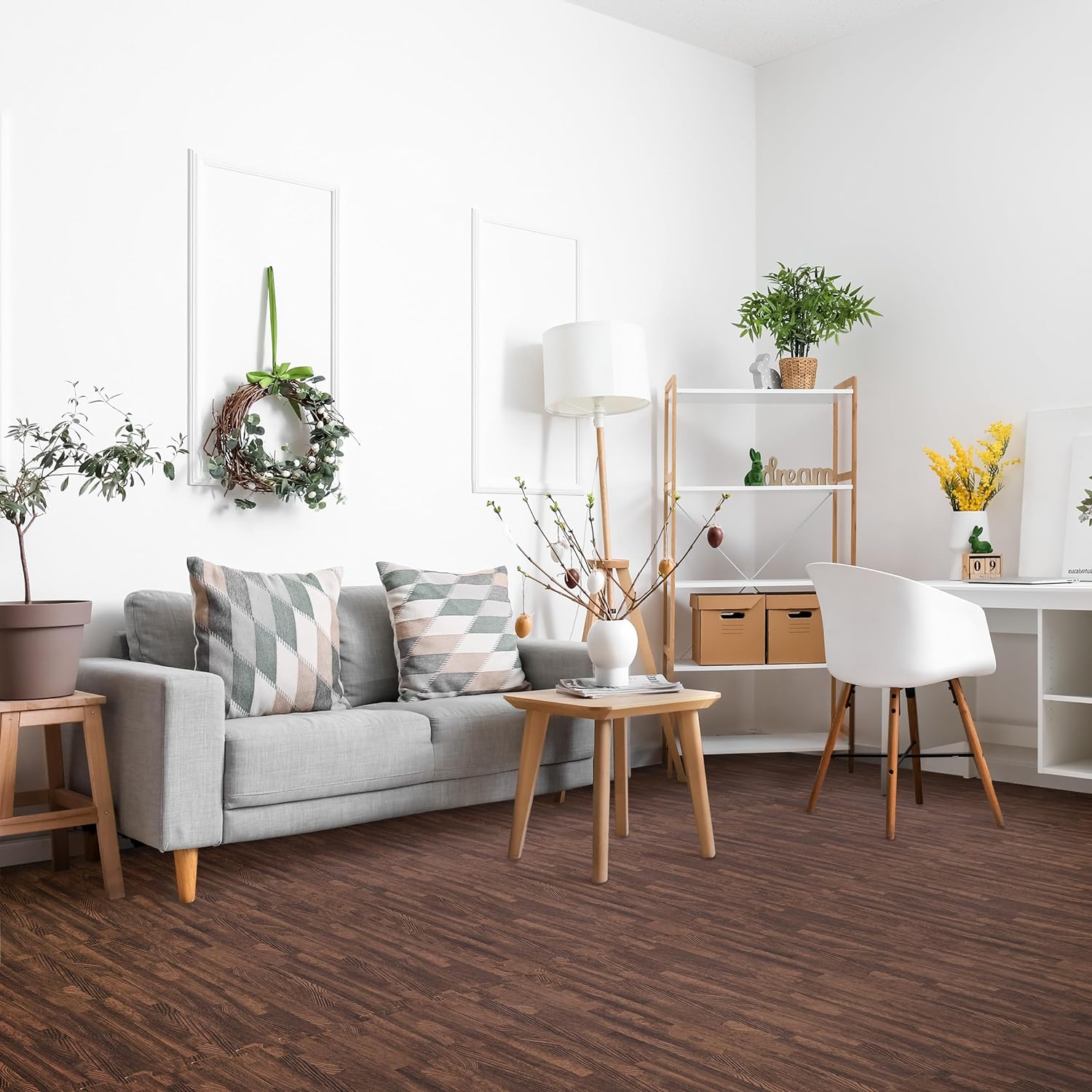 SORBUS 12 Tiles 48 Sq ft Wood Grain Interlocking Floor Foam Tile Mats ...