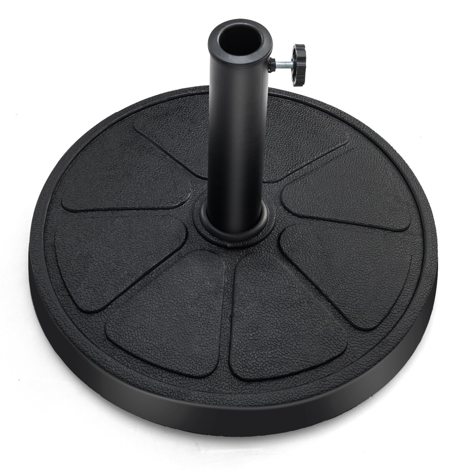 Slickblue Black Resin Round Patio Umbrella Base with Metal Pole and ...