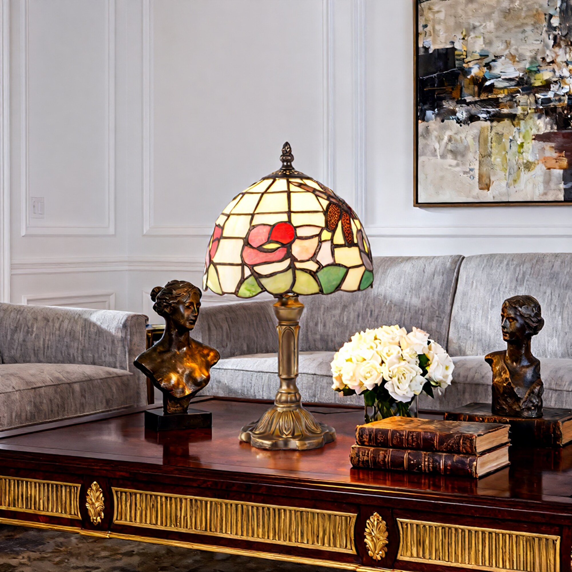 EFPERFECT Tiffany-Style Stained Glass-Resin Traditional 8 inch Bronze ...