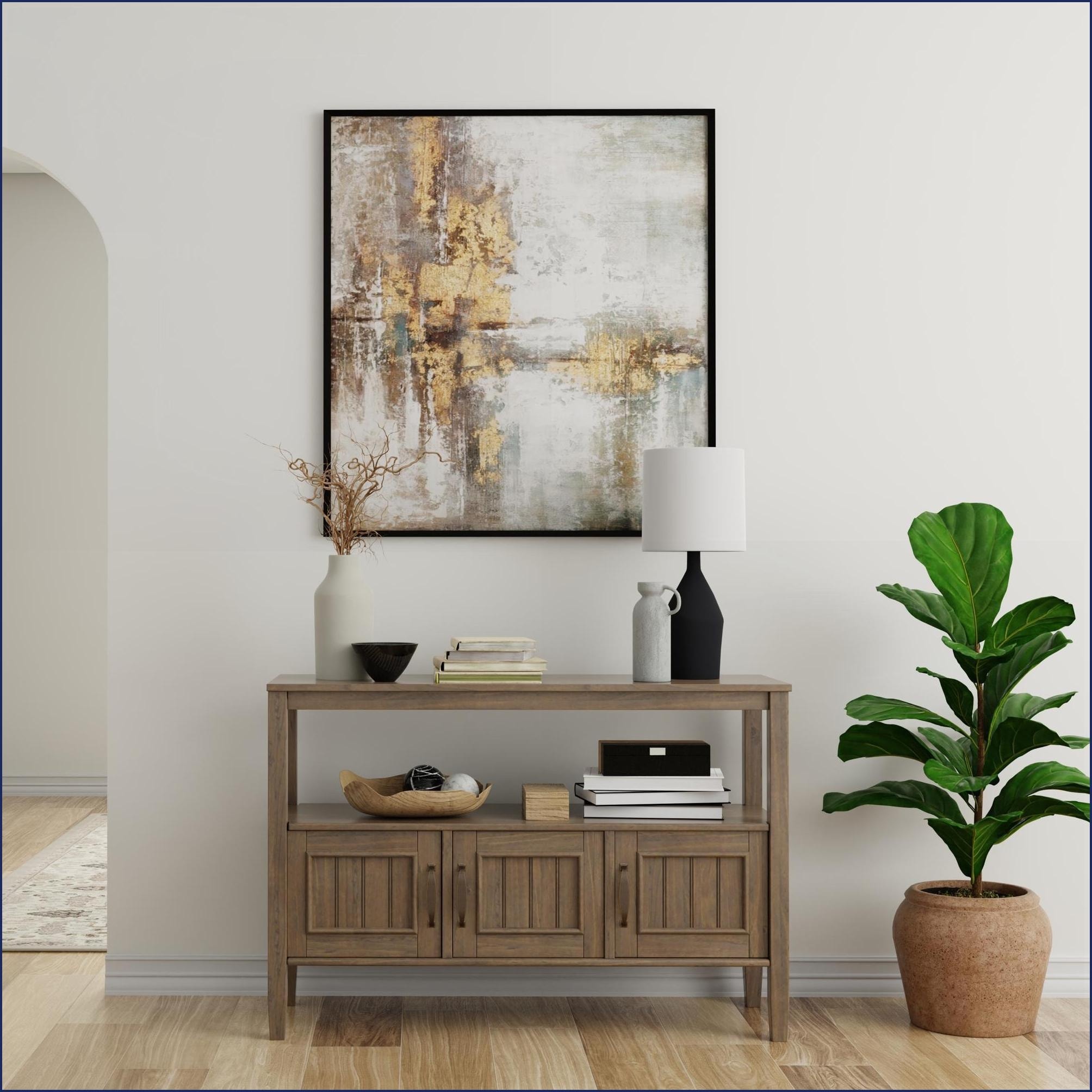 Watnature Smoky Brown Solid Wood Coffee Table with Storage Multipurpose ...