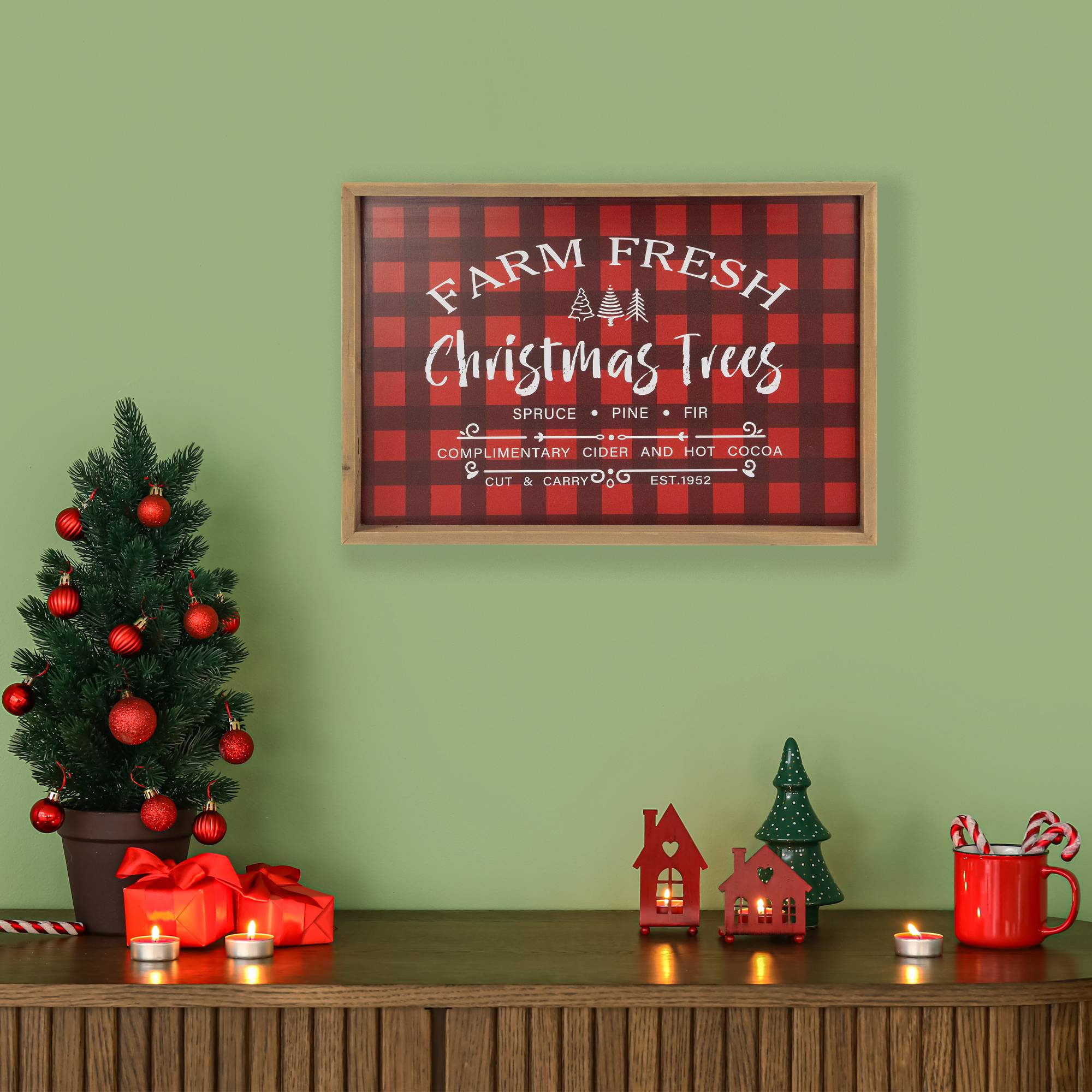 Northlight Plaid Farm Fresh Christmas Trees Framed Christmas Wall Sign ...