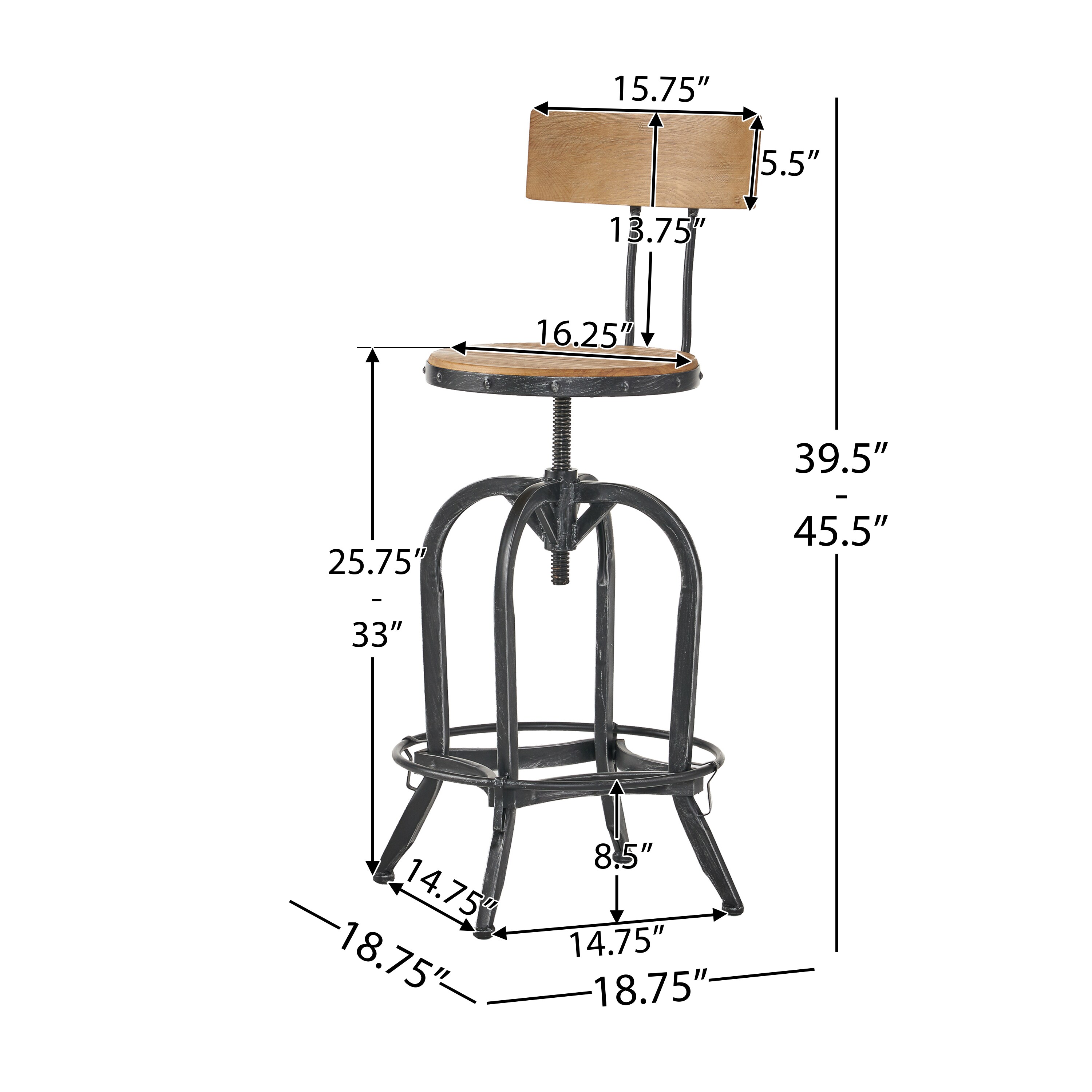 Christopher Knight Home Swivel Barstool Adjustable Height Fir Wood (Set ...