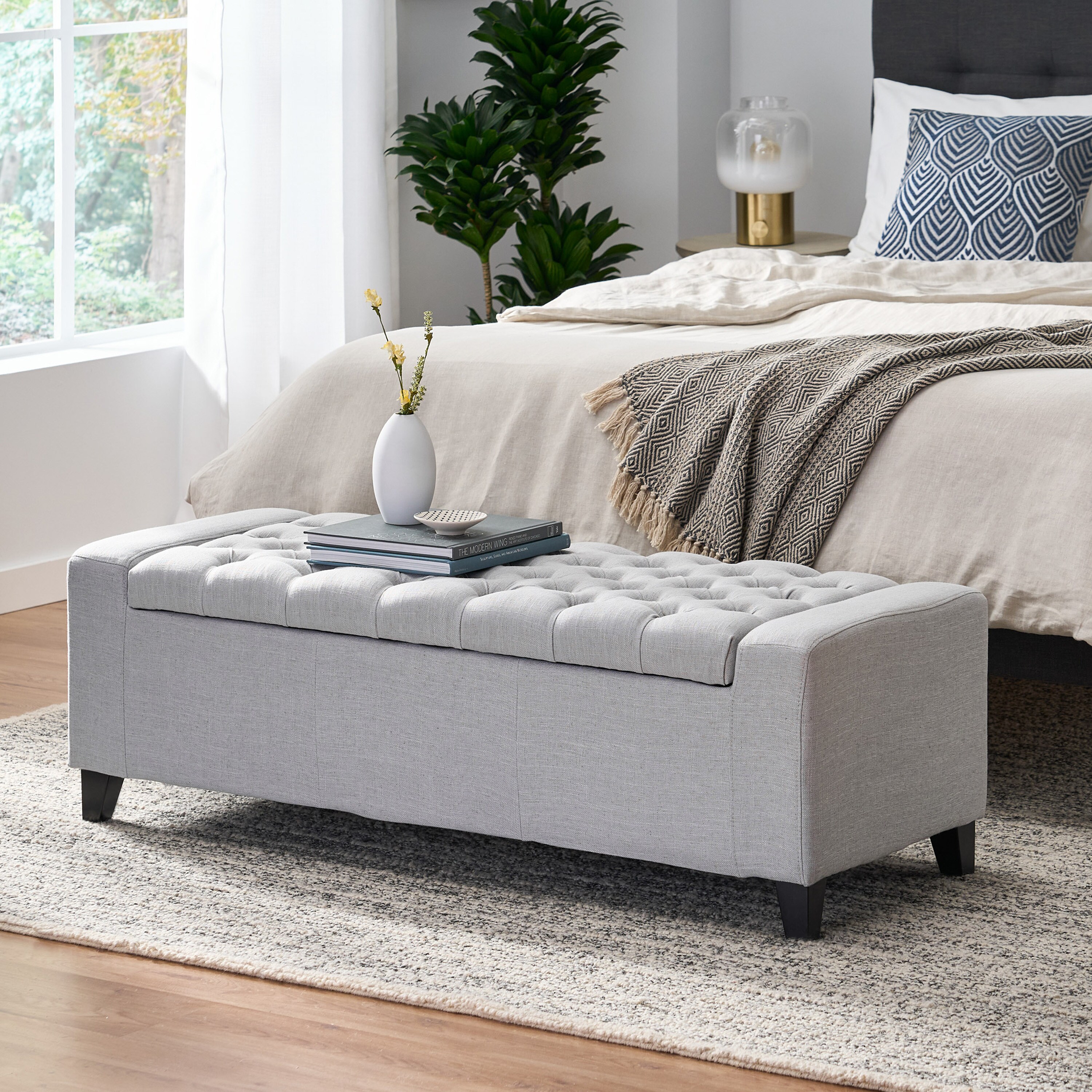 Best Selling Home Decor Modern Light Gray Storage Ottoman in the ...