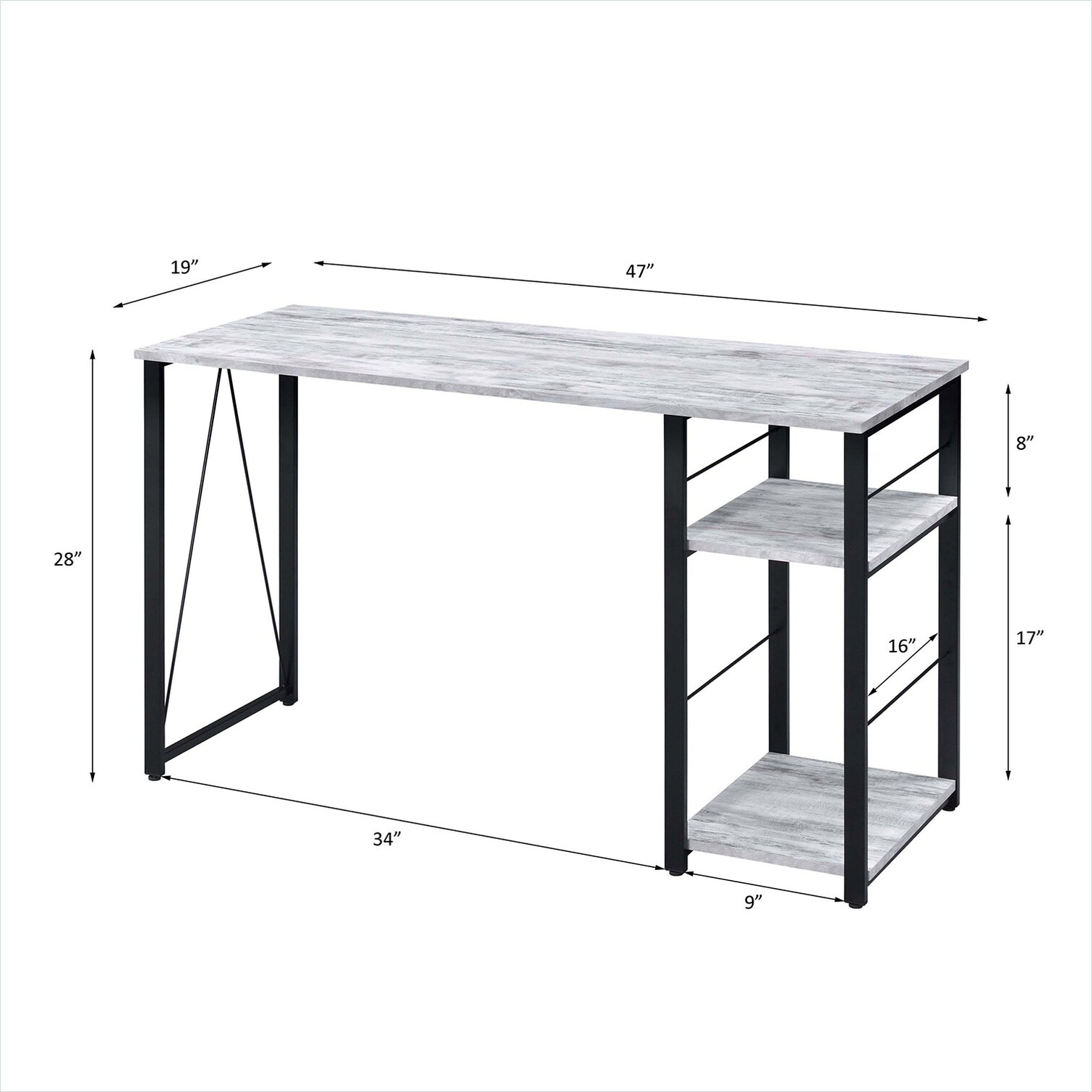 Naturefalls Rectangular Writing Desk in White-Toned Finish with Two ...