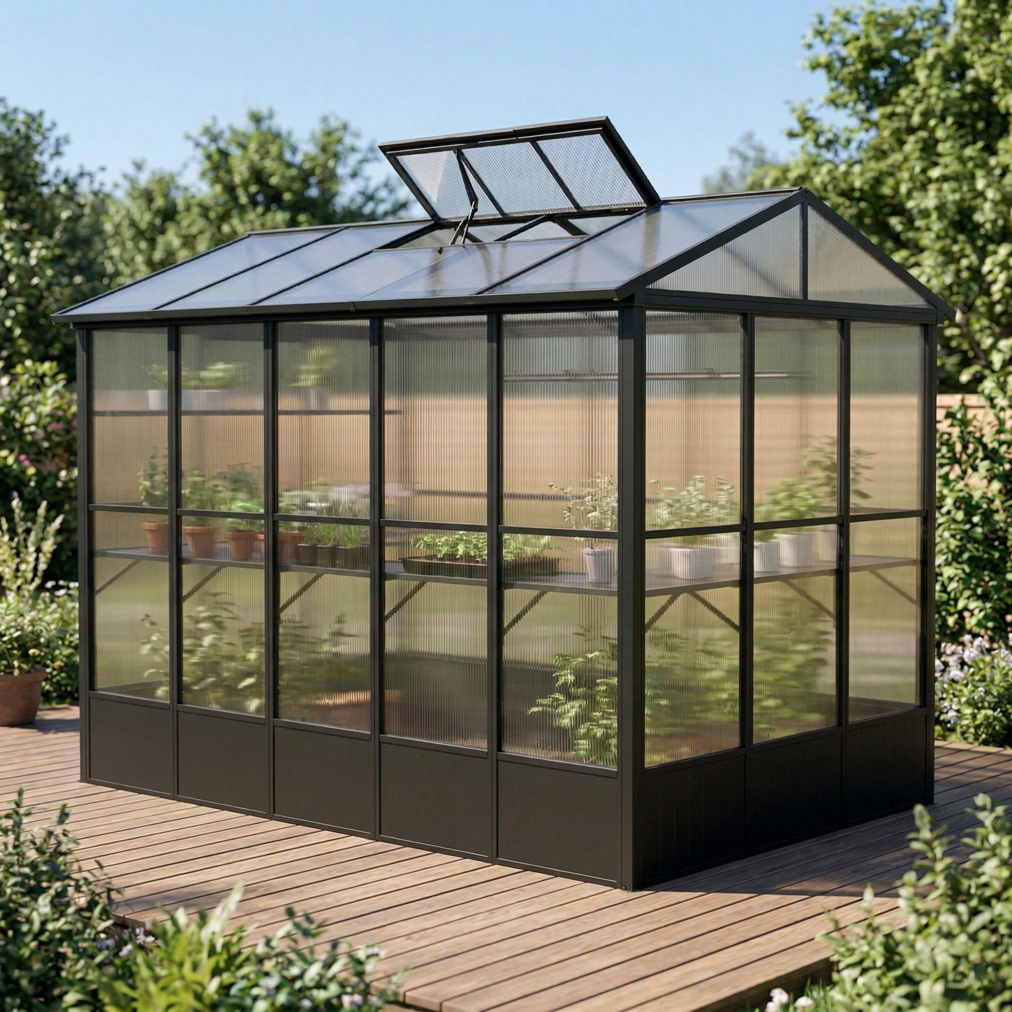 Mondawe 7.5-ft x 10-ft Polycarbonate Aluminum Walk-In Greenhouse ...