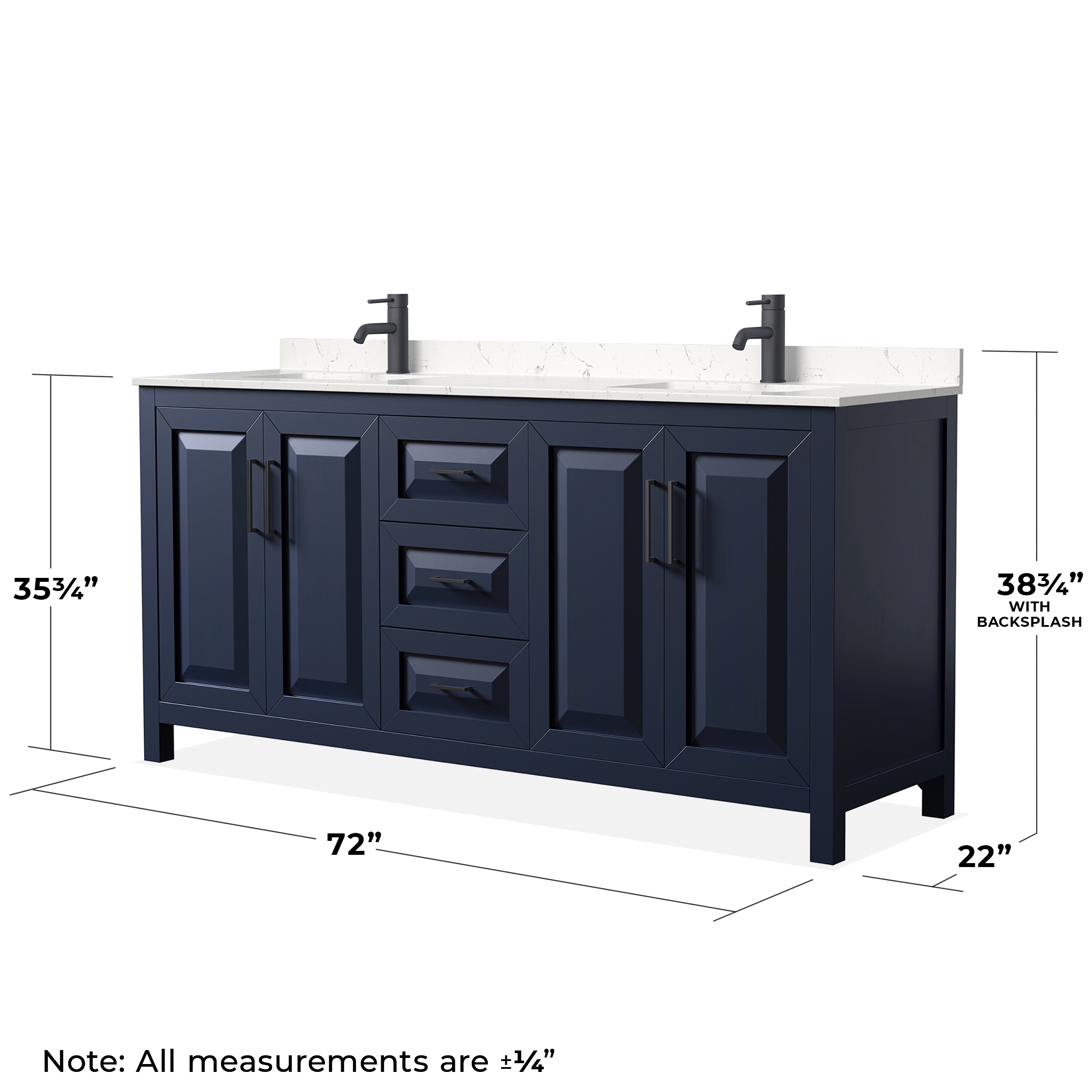 Wyndham Collection Daria 72-in Dark Blue with Matte Black Trim ...