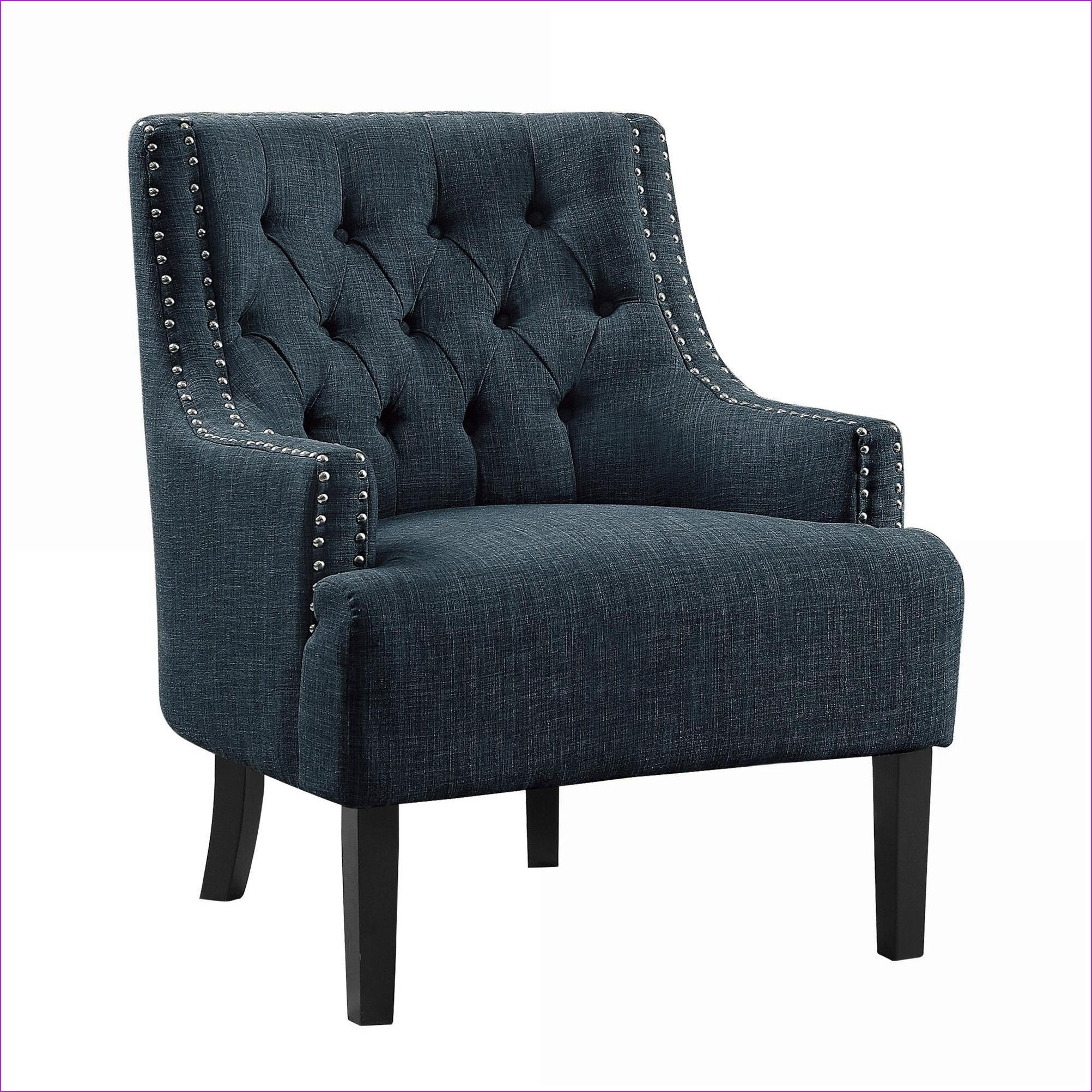 Watnature Royal Blue Textured Button Tufted Accent Chair Solid Wood ...