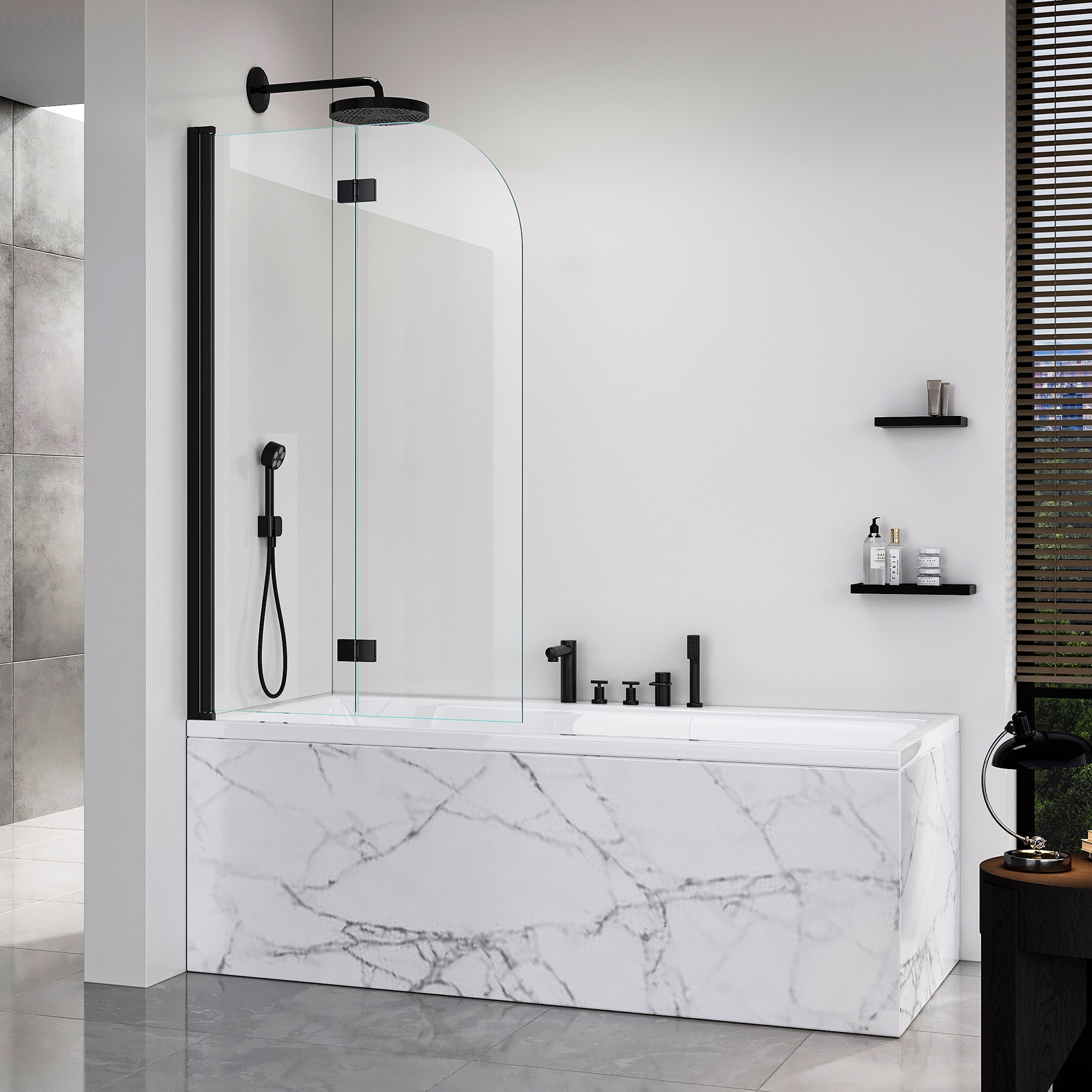 Tatayosi 34 Inch Length 58 Inch Height Frameless Double Folding Bathtub ...