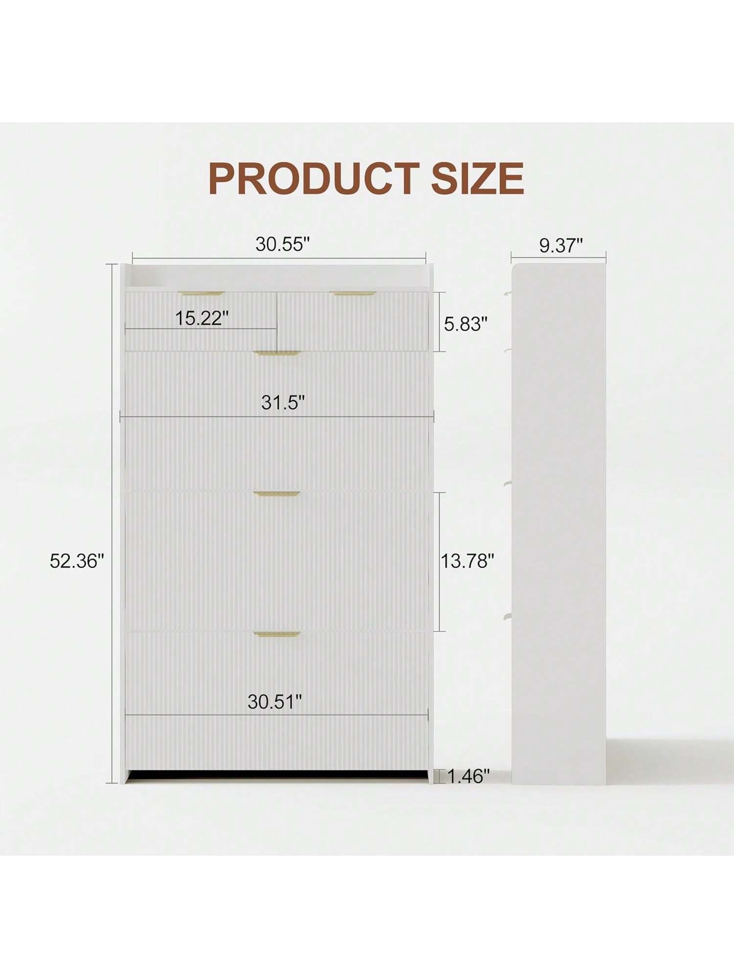 Garvee Modern Fluted Shoe Cabinet With 3 Flip Drawers Slim Shoe Storage ...