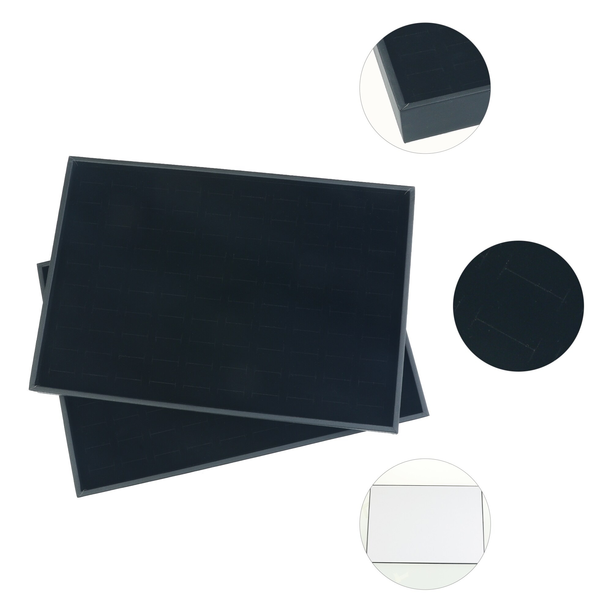 Unique Bargains Set of 2 Stackable Velvet Jewelry Organizer Trays with ...