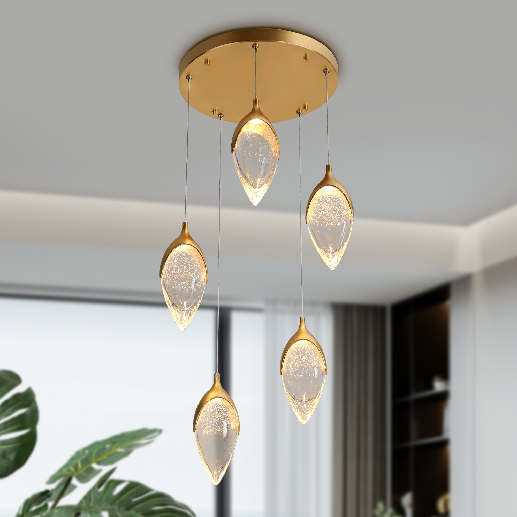 LNC Evacampbell 5 -Light Matte Gold Modern/contemporary Integrated LED ...
